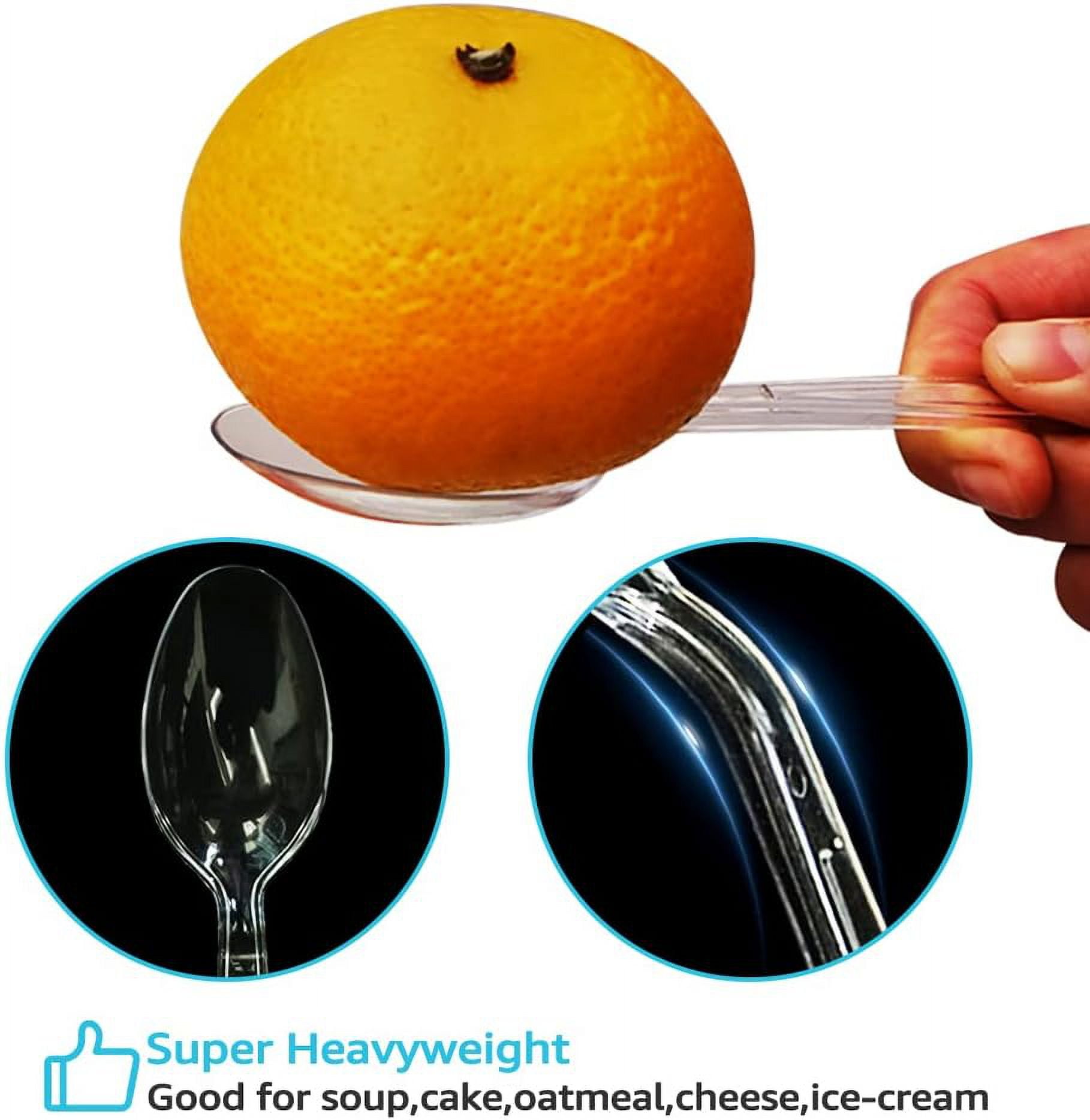 TRA-[100 Count] Clear Plastic Spoons Heavy Duty Disposable Spoon ...