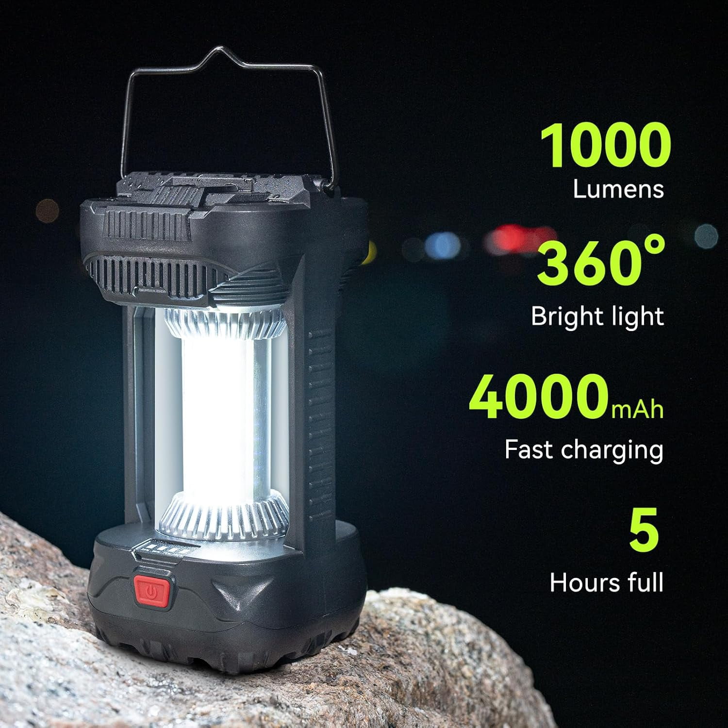 TRA-1000 Lumens Rechargeable Camping Lantern - 4000mAh Phone Charger ...