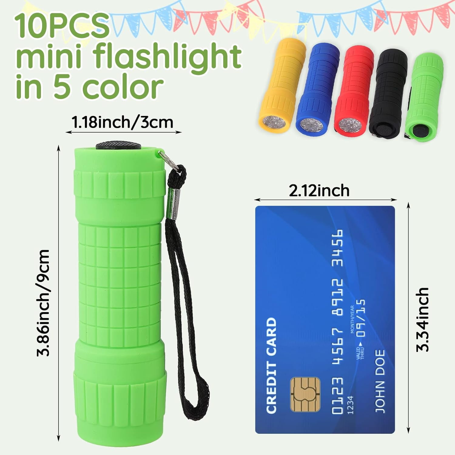 TRA-10Pack Mini Flashlights Set, 9-LED Small Flashlight for Kids, 5 ...