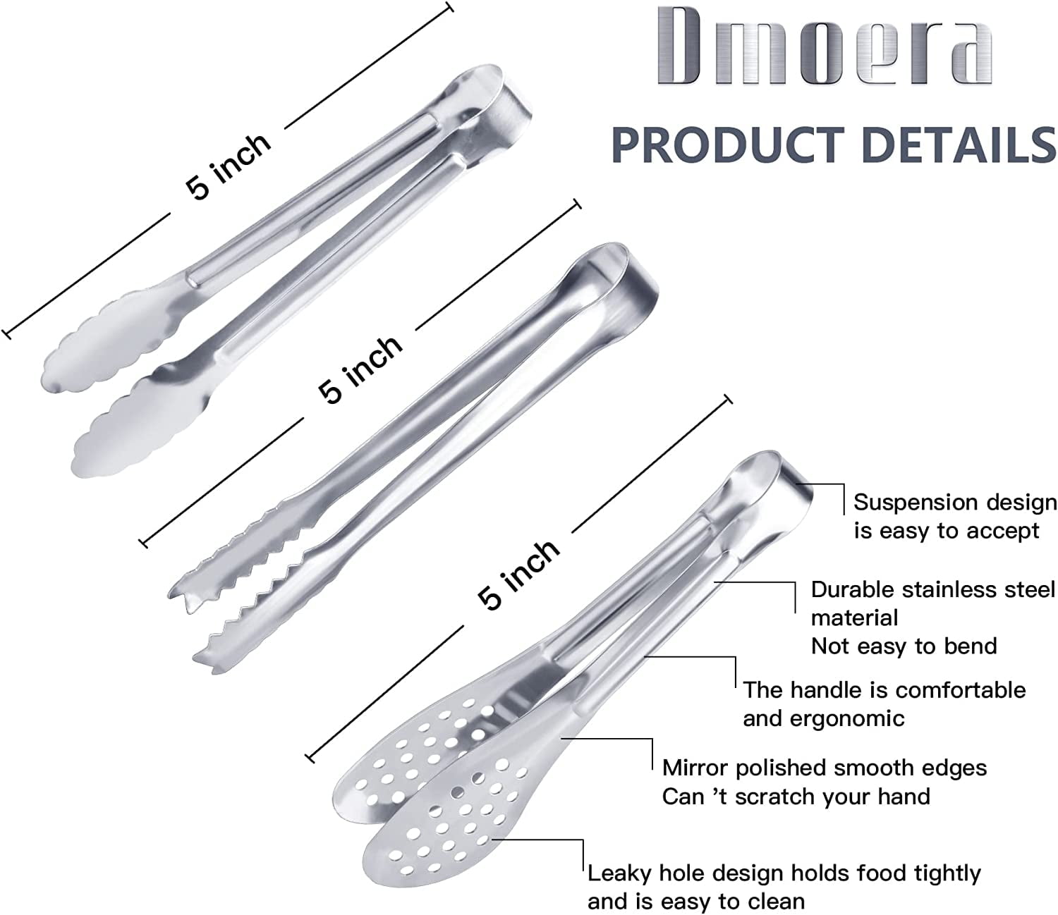 TRA-12 Pack Premium Small Serving Tongs, Mini Stainless Steel Appetizer ...