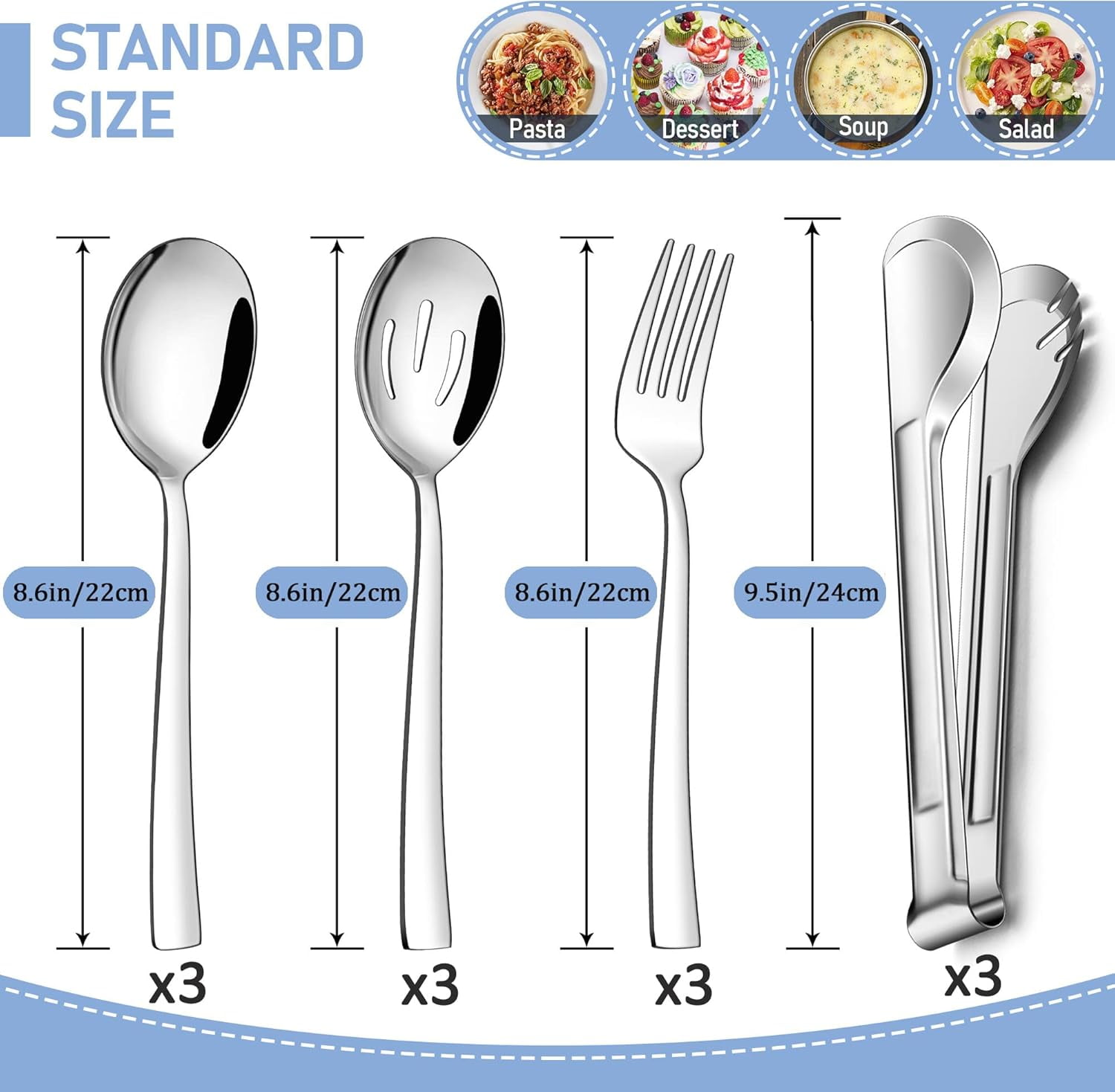 TRA-12 Piece Serving Utensils, Stainless Steel Serving Spoons Set ...