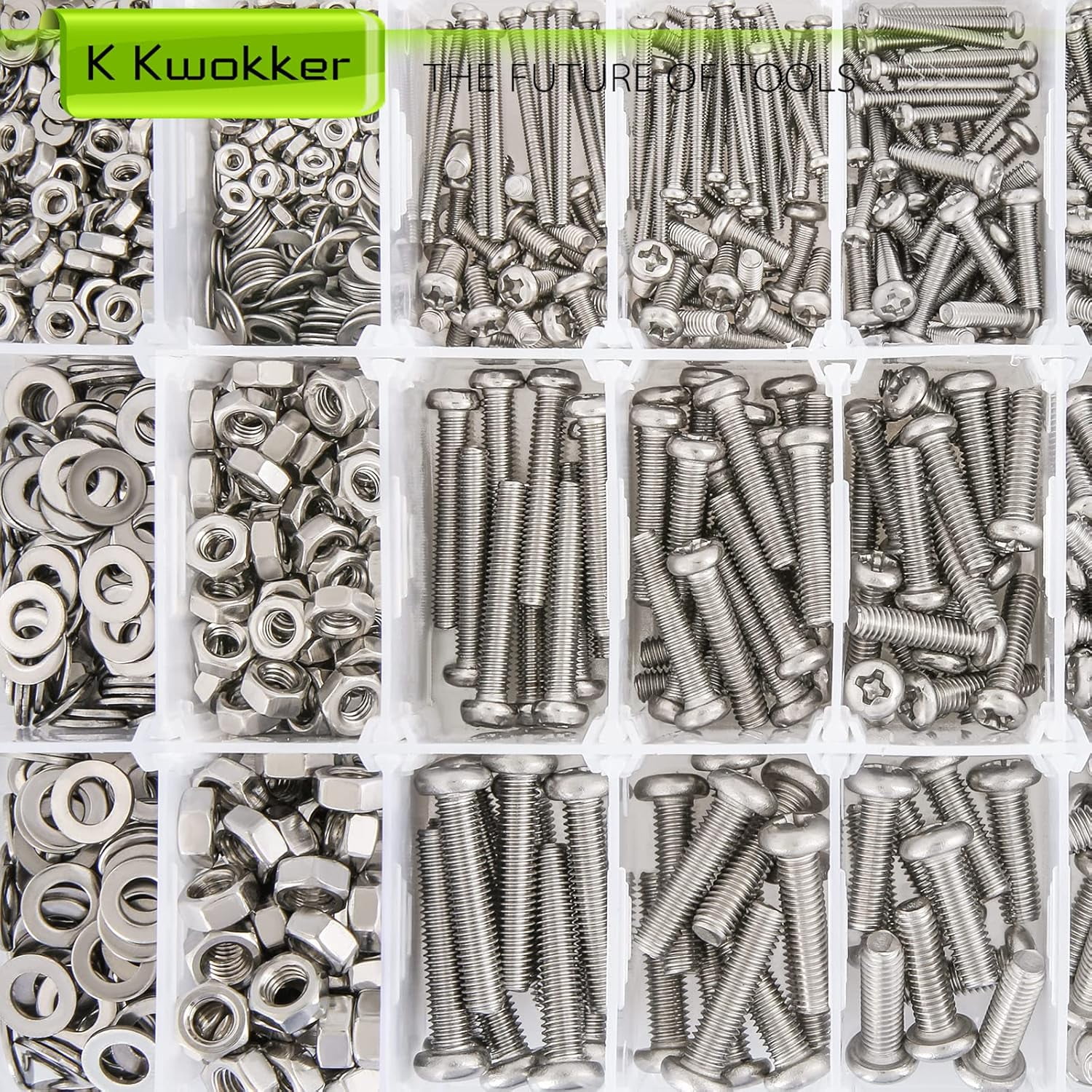 TRA-1315Pcs Pan Head Phillips M2 M3 M4 M5 Machine Screws, 25 Sizes Bolts and Nuts Kit, 304 ...