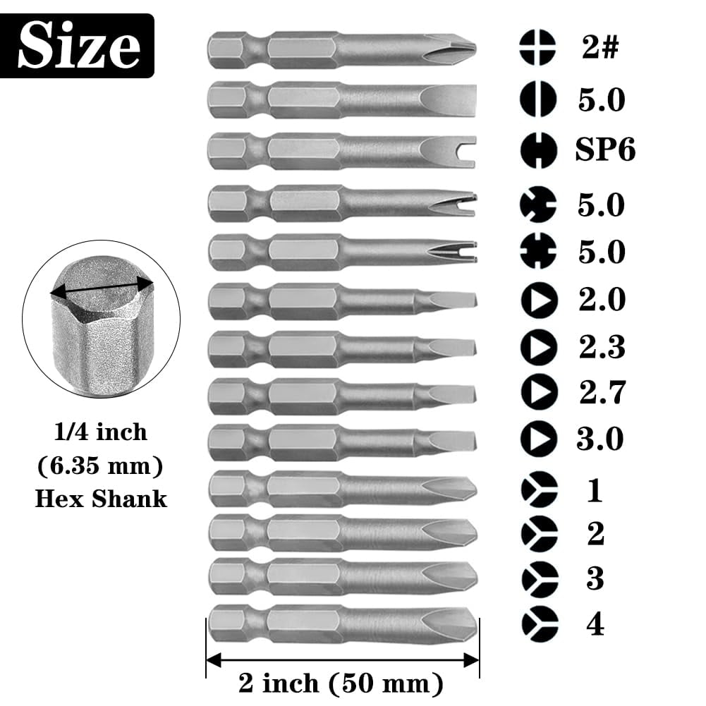 TRA-13pcs 50mm Magnetic Special Shape Screwdriver Bit Set (Phillips ...