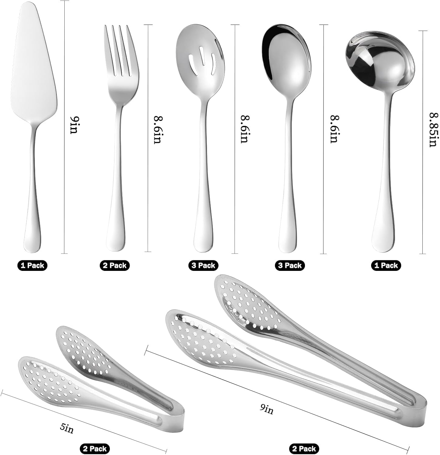 TRA-14 PCS Stainless Steel Serving Utensils Set-Serving Spoons,Slotted ...
