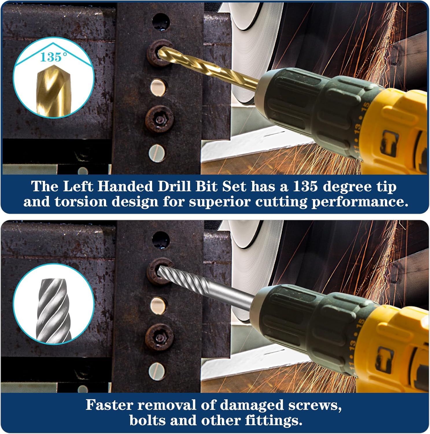 TRA-14 Pcs Spiral Screw Extractor Set and Left Hand Drill Bit Kit,Easy ...