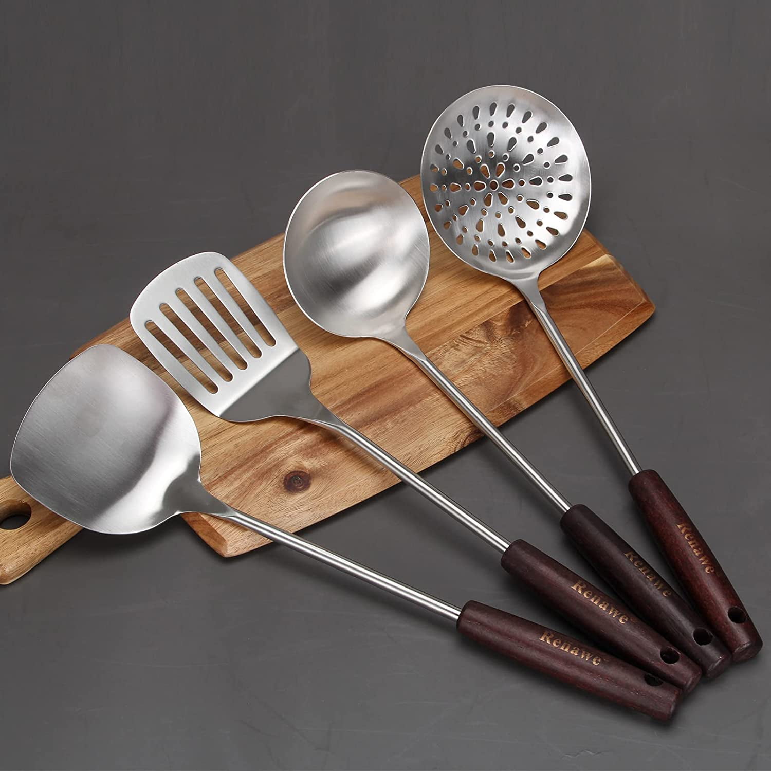 TRA-15 inch Large Spatula Slotted Turner Soup Ladle 304 Stainless Steel ...