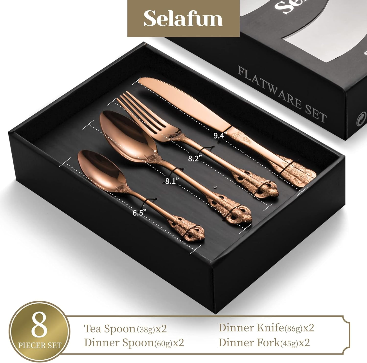 TRA-18/8 Flatware Set 8-Piece Vintage Stainless Steel Silverware Set ...