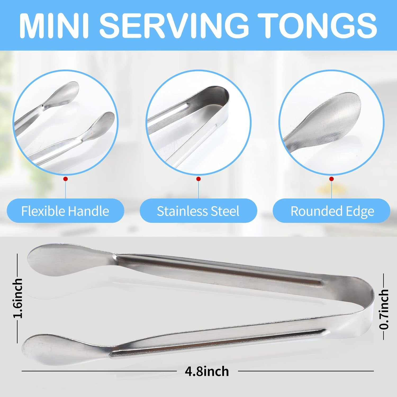 TRA-18PCS Mini Tongs for Appetizers, 5Inch Serving Tongs, Ice Tong ...