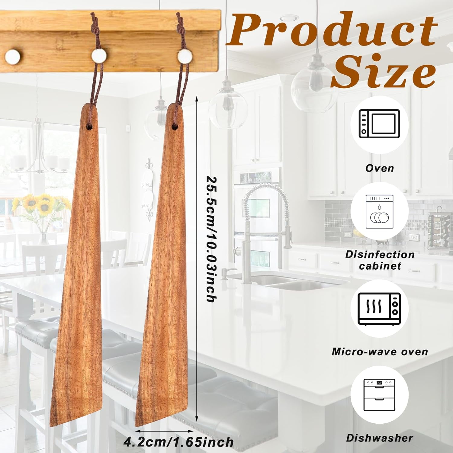 TRA-2 PCS 9.96" Wooden Spatula Turner for Cooking - Multi-purpose ...