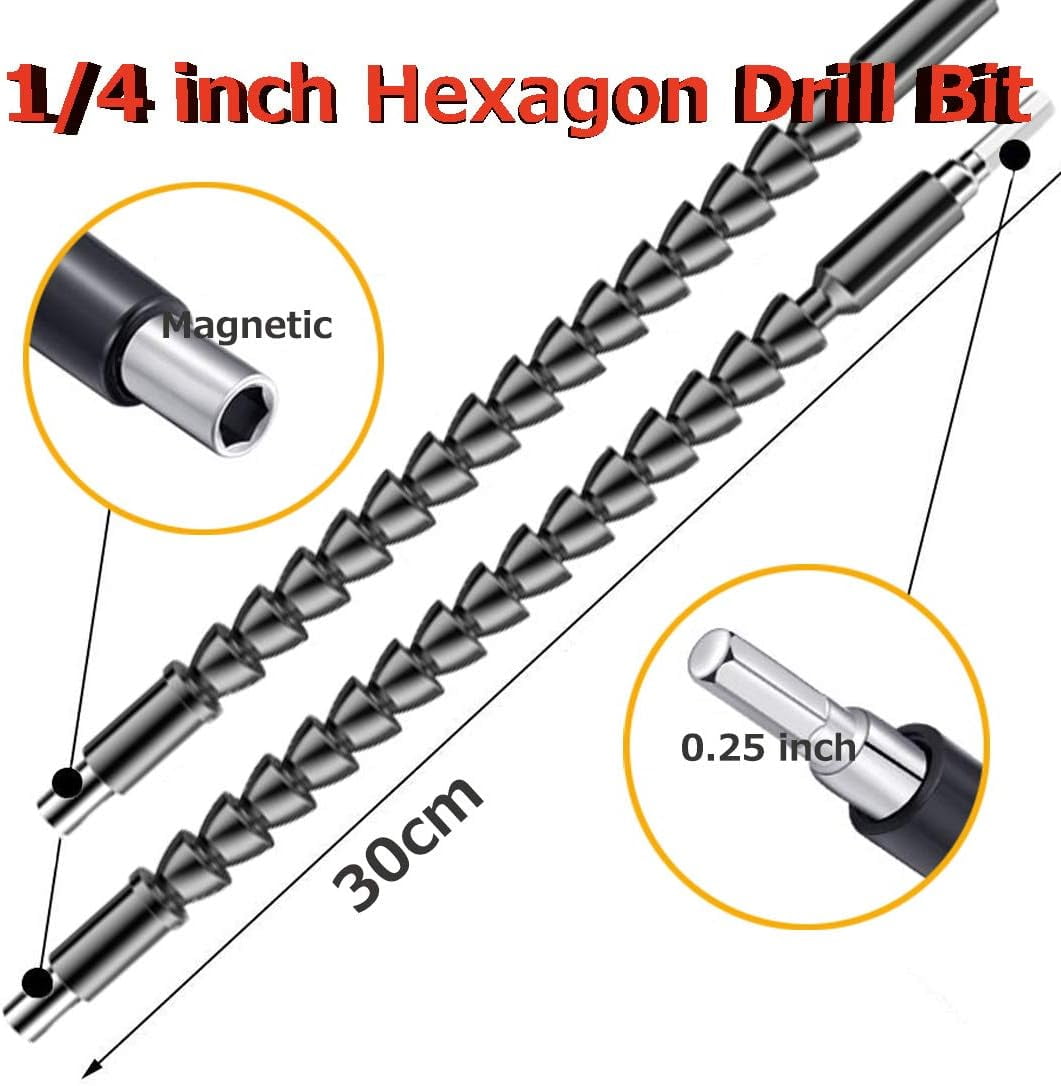 TRA-2 Pack Flexible Drill Bit Extension with 10 Drill Bit Sets, 11.8 ...