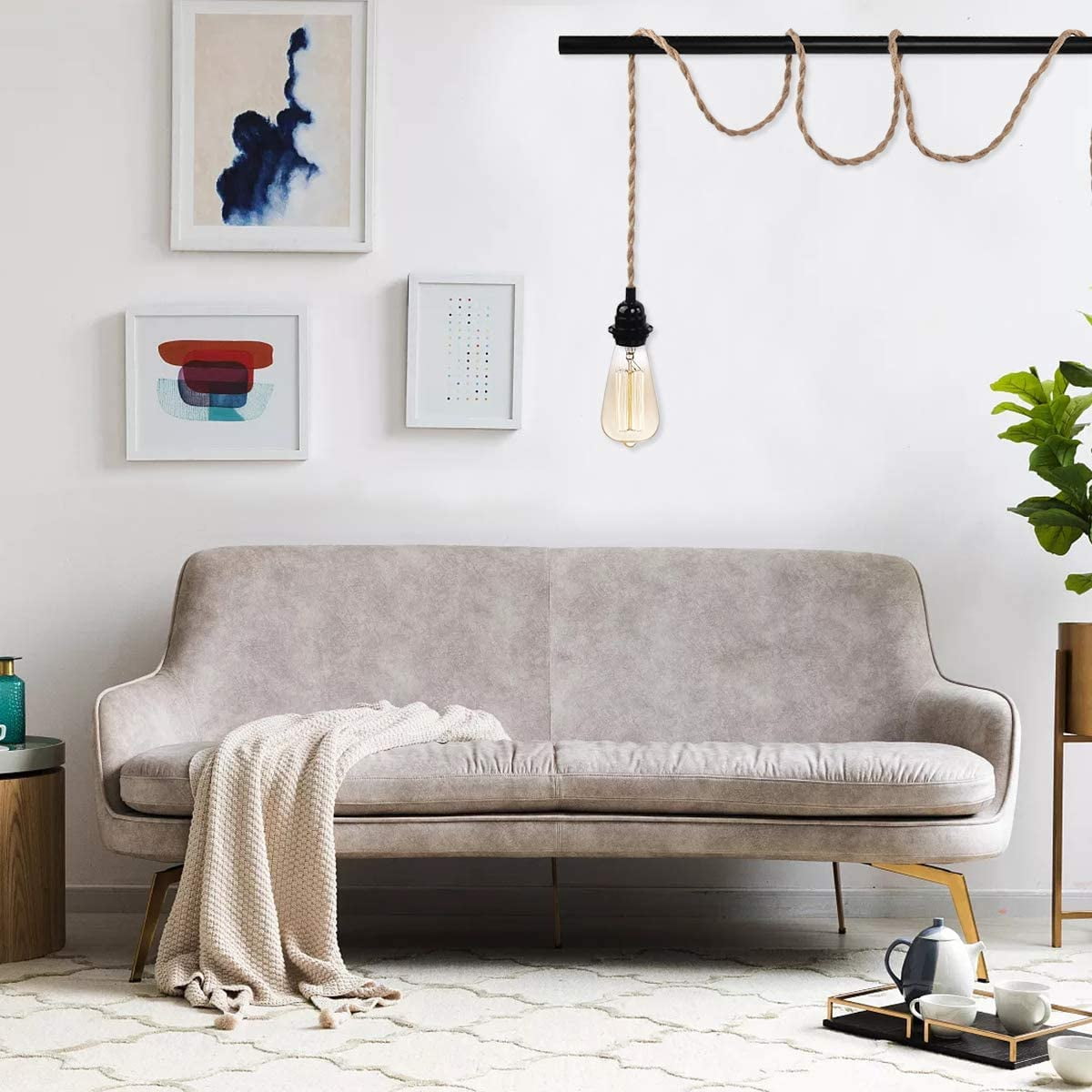 TRA-2 Pack Industrial Pendant Light Cords, 15Ft Plug in Hanging Light ...