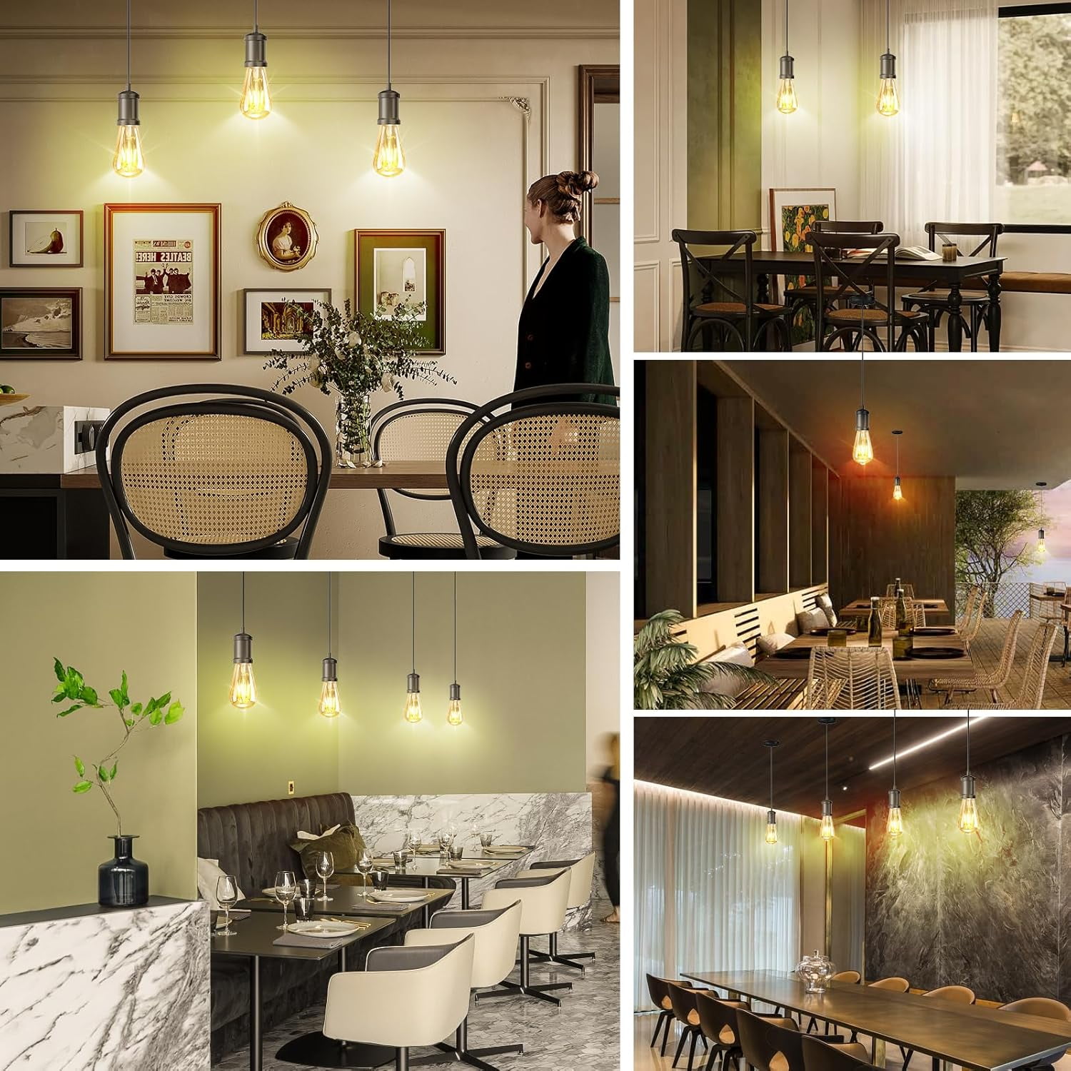 TRA-2-Pack Industrial Pendant Light Fixtures, E26/E27 Base, Vintage ...