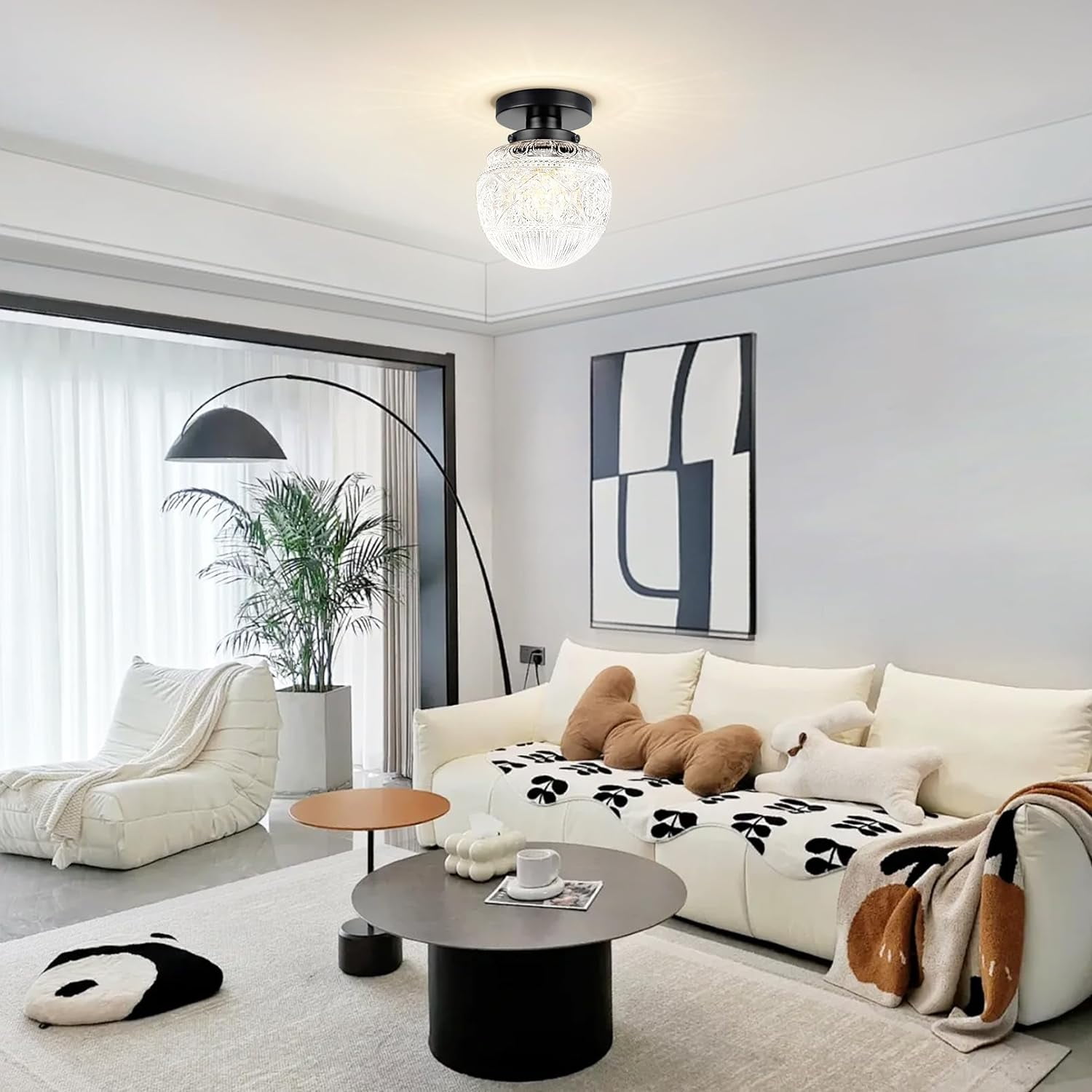 TRA-2 Pack Semi Flush Mount Ceiling Light Fixture Black,Small Hallway ...
