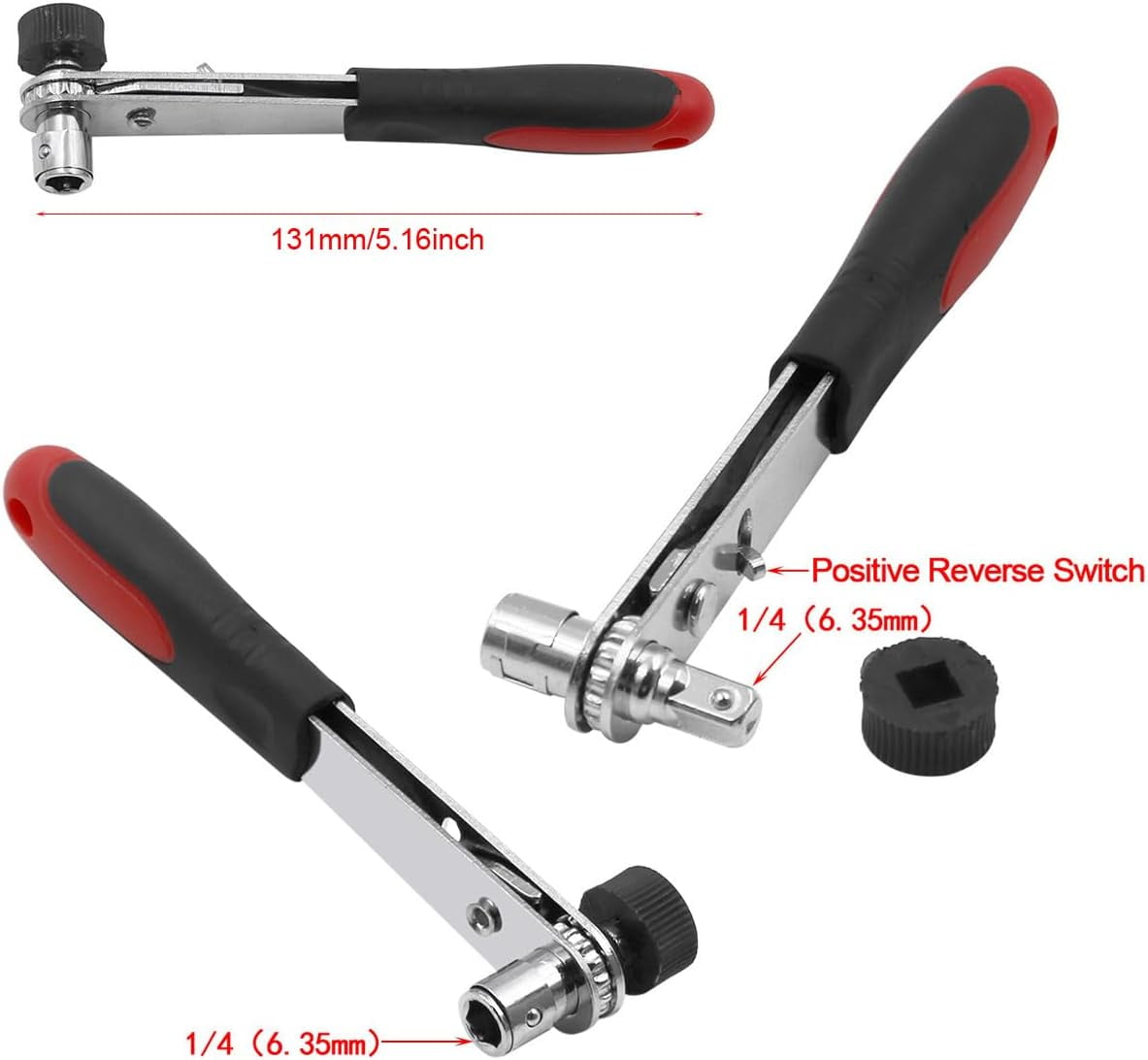 TRA-2 Pack Stubby Ratchet 1/4 Socket Bit Driver Portable Male & Female ...