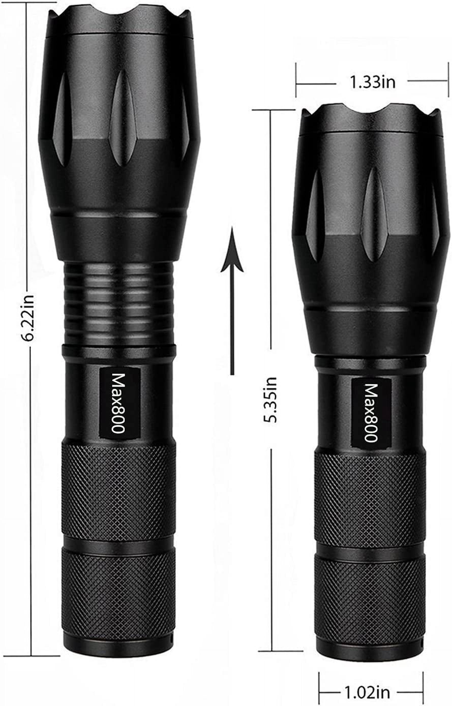 TRA-2 Pack Tactical LED Flashlight Military Grade 2000 Lumens 5 Mode ...