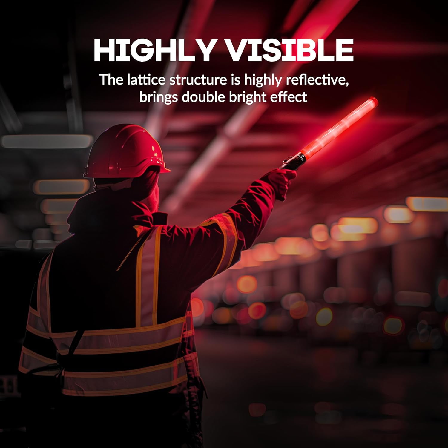 TRA-2 Pack Traffic Wand, 21 Inch Red Traffic Control Wand with 3 Flashing Modes, LED Traffic ...