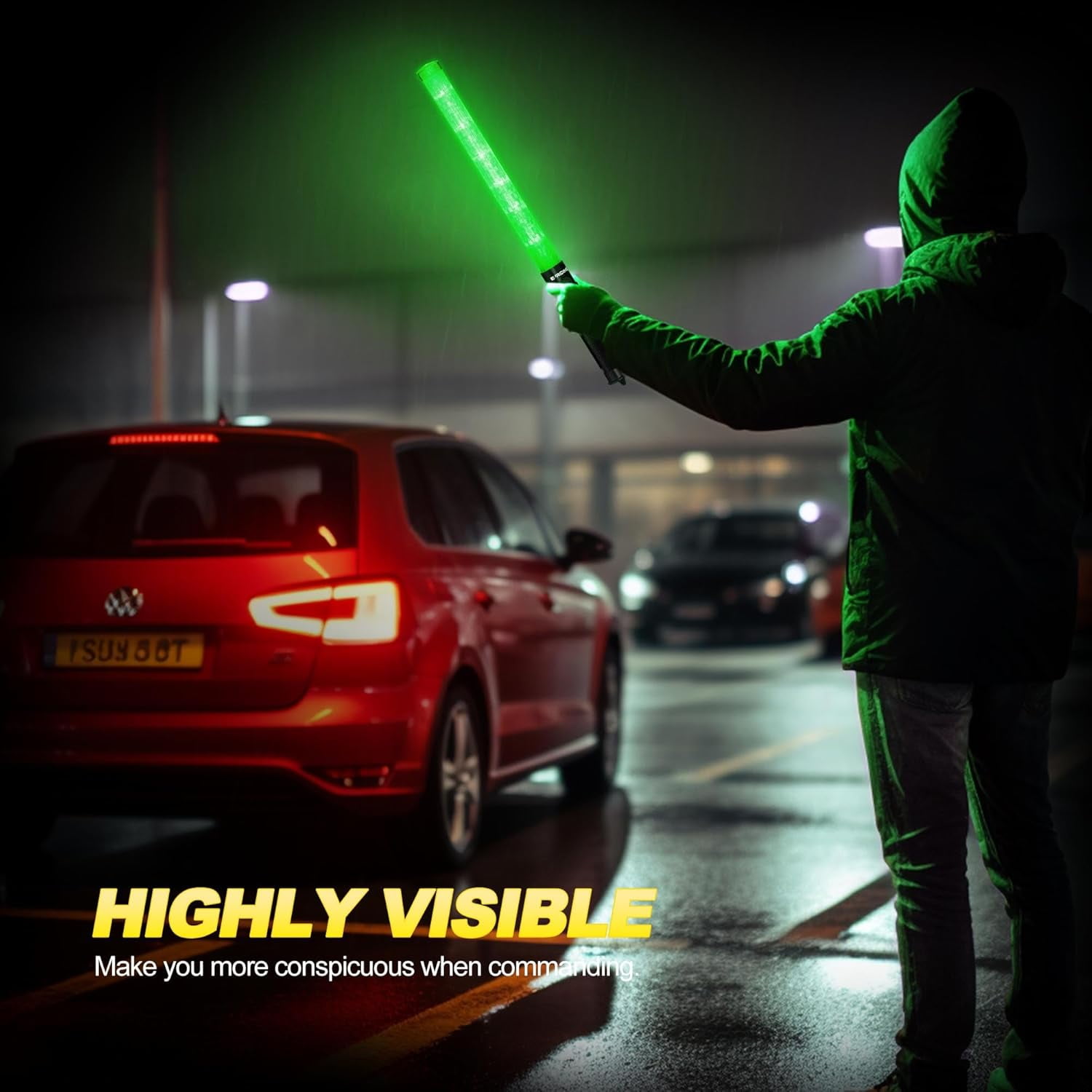 TRA-2 Pack Traffic Wand, 21 Inch Traffic Control Wand with 3 Flashing Modes & Side Clip, LED ...