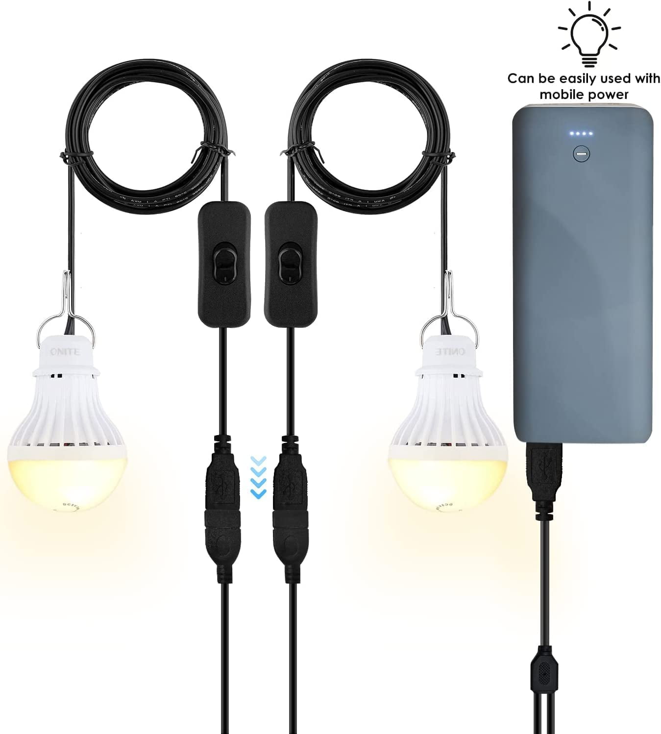 TRA-2-Pack USB LED Light Bulb | 2700K Warm White | Emergency Backup Lighting for Camping, RV ...