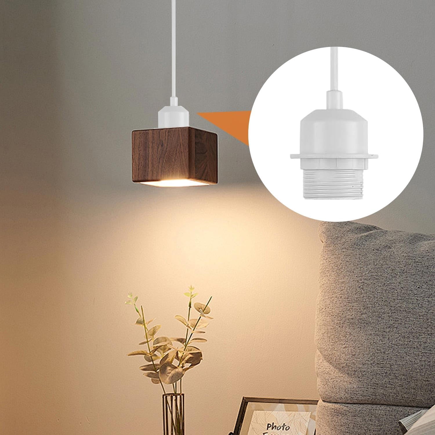 TRA-2 Pack Vintage Pendant Light Kit, Farmhouse E27 Base Industrial ...