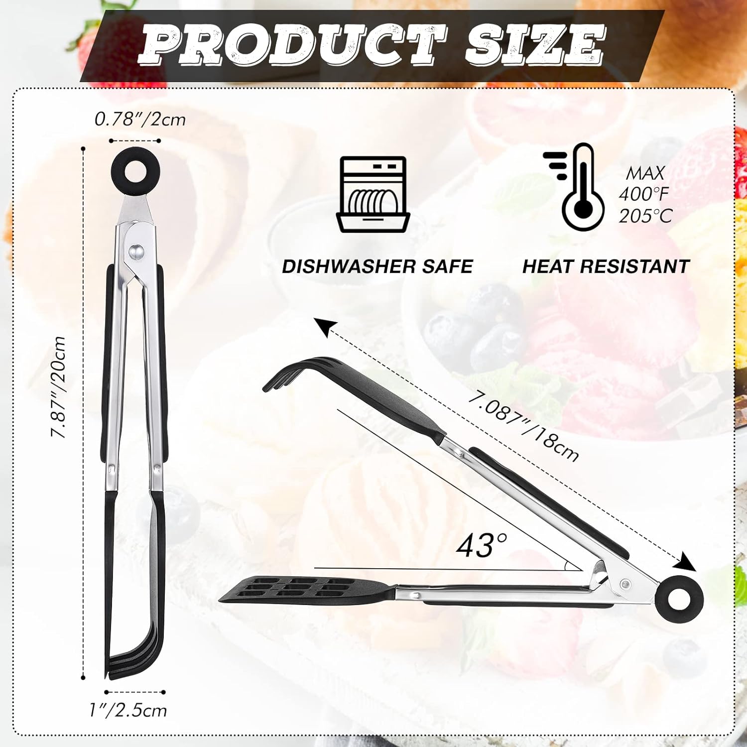 TRA-2 Pcs Mini Waffle Tongs Non Scratch 8 Inches Serving Spatula Tongs ...