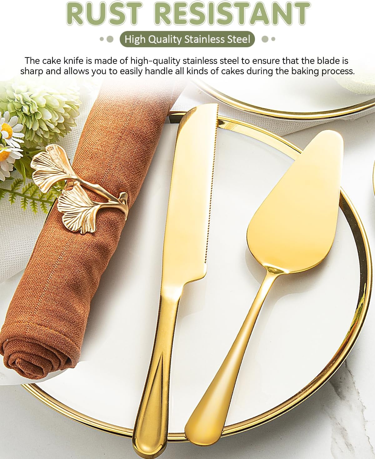 TRA-2-Piece Premium Cake Cutting Set, Exquisite Knife and Server with ...