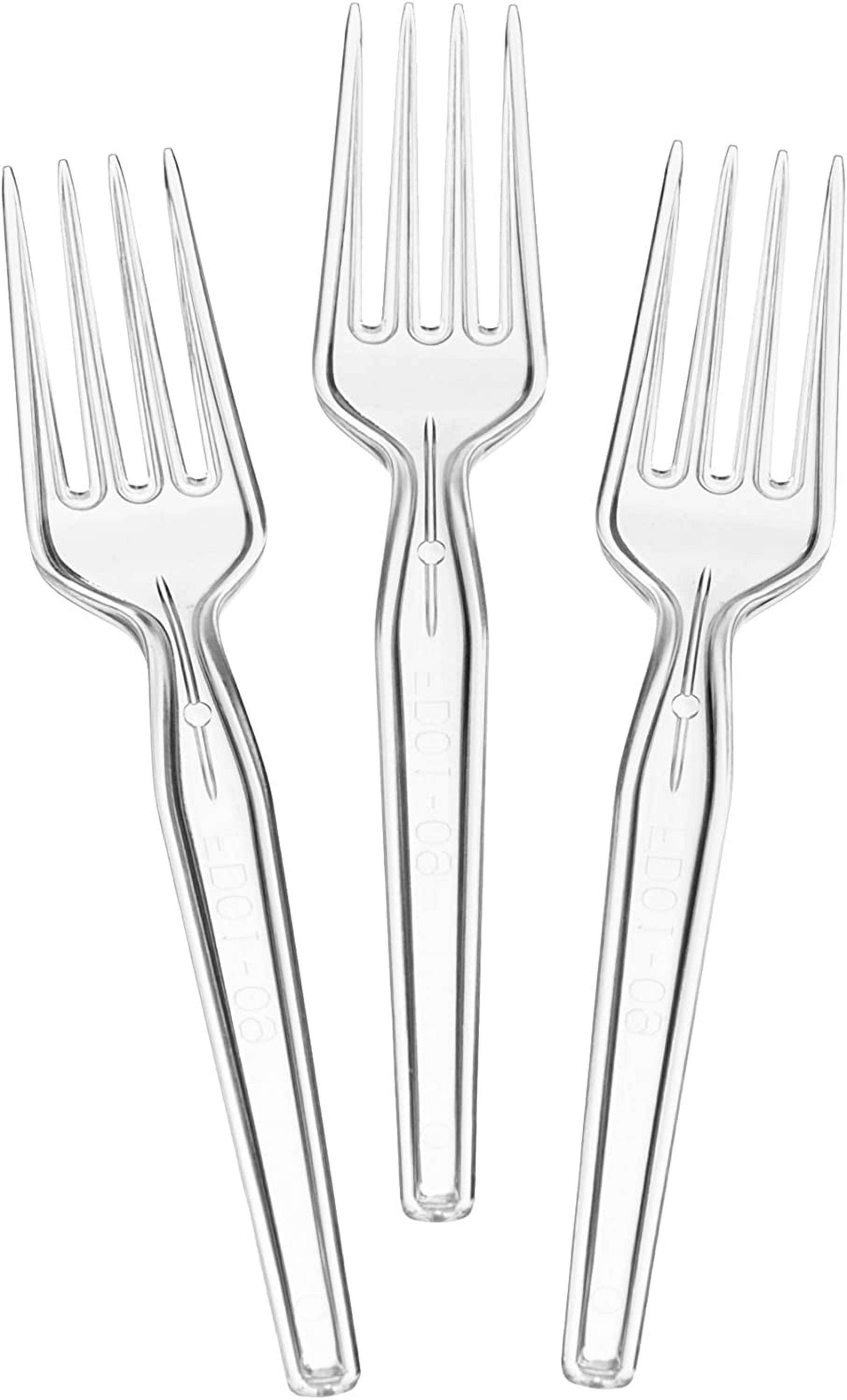 TRA-[200 Count] Plastic Clear Forks, Heavyweight Disposable Cutlery ...