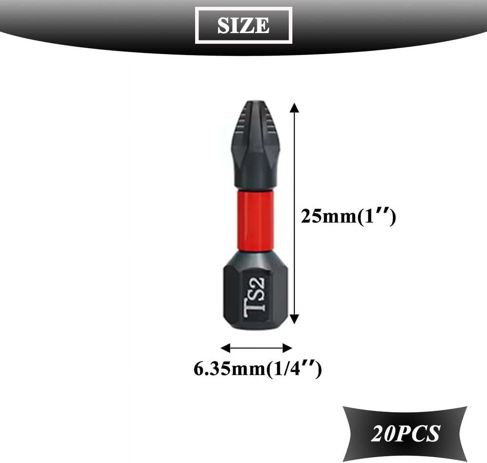 TRA-20PCS 25mm Phillips Screwdriver Bits PH2 Magnetic Screwdriver Bit ...
