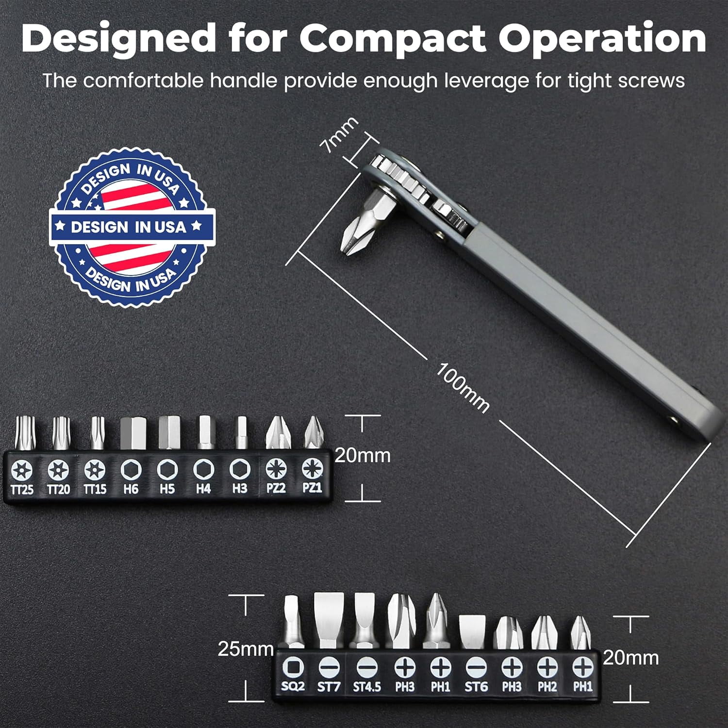 TRA-20pc 1/4 Ultra Low Profile Mini Ratchet Wrench Close Quarters ...