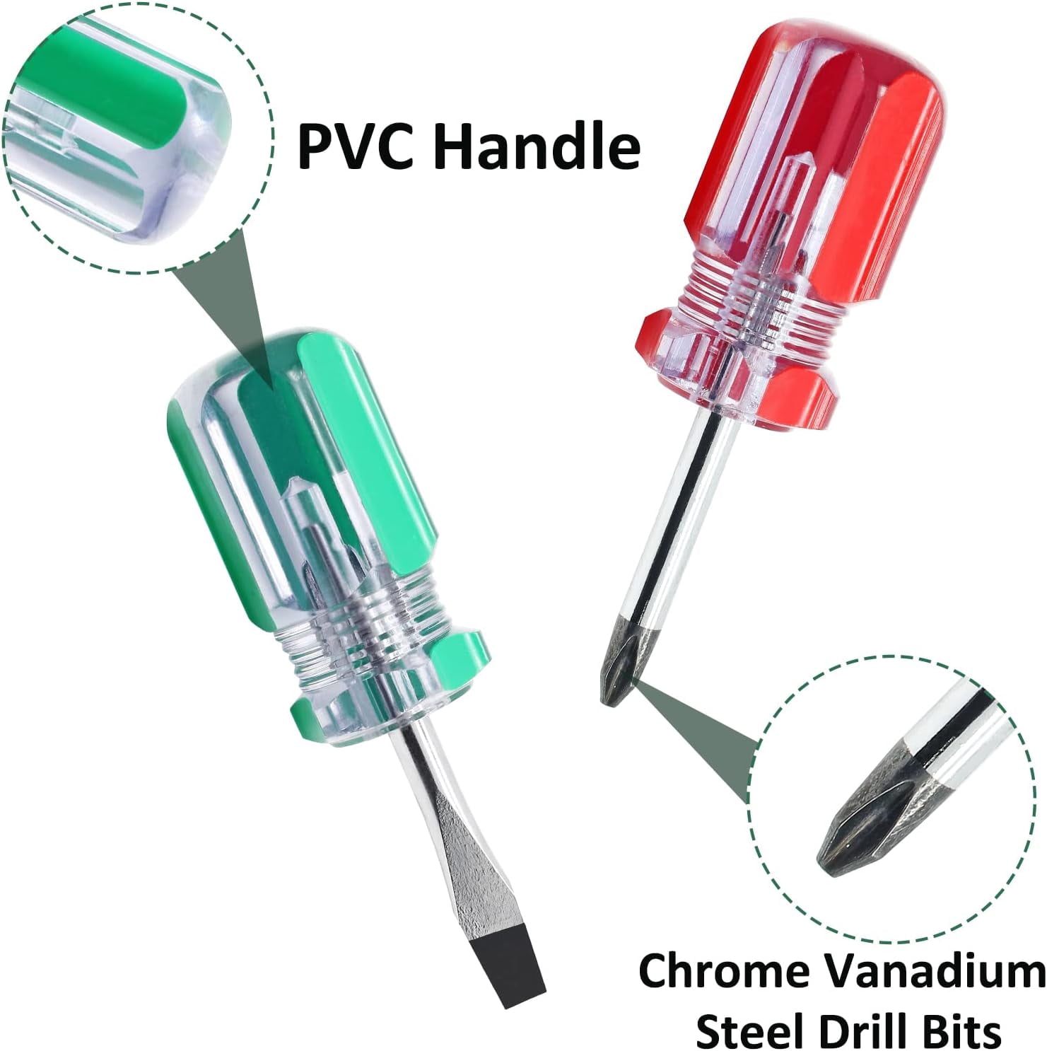 TRA-2PCS Short Phillips Head and Flathead Screwdrivers, Small Magnetic ...