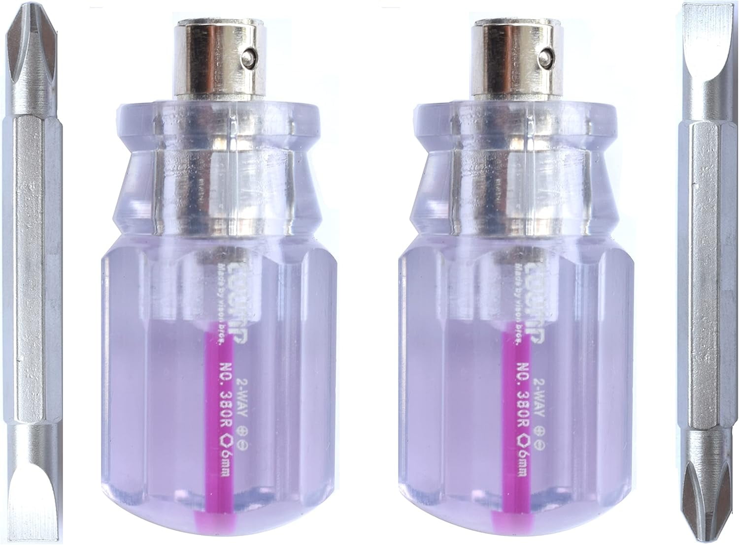 TRA-2PCS Short Stubby Phillips and Flat Head Mini Short Screwdriver Set ...