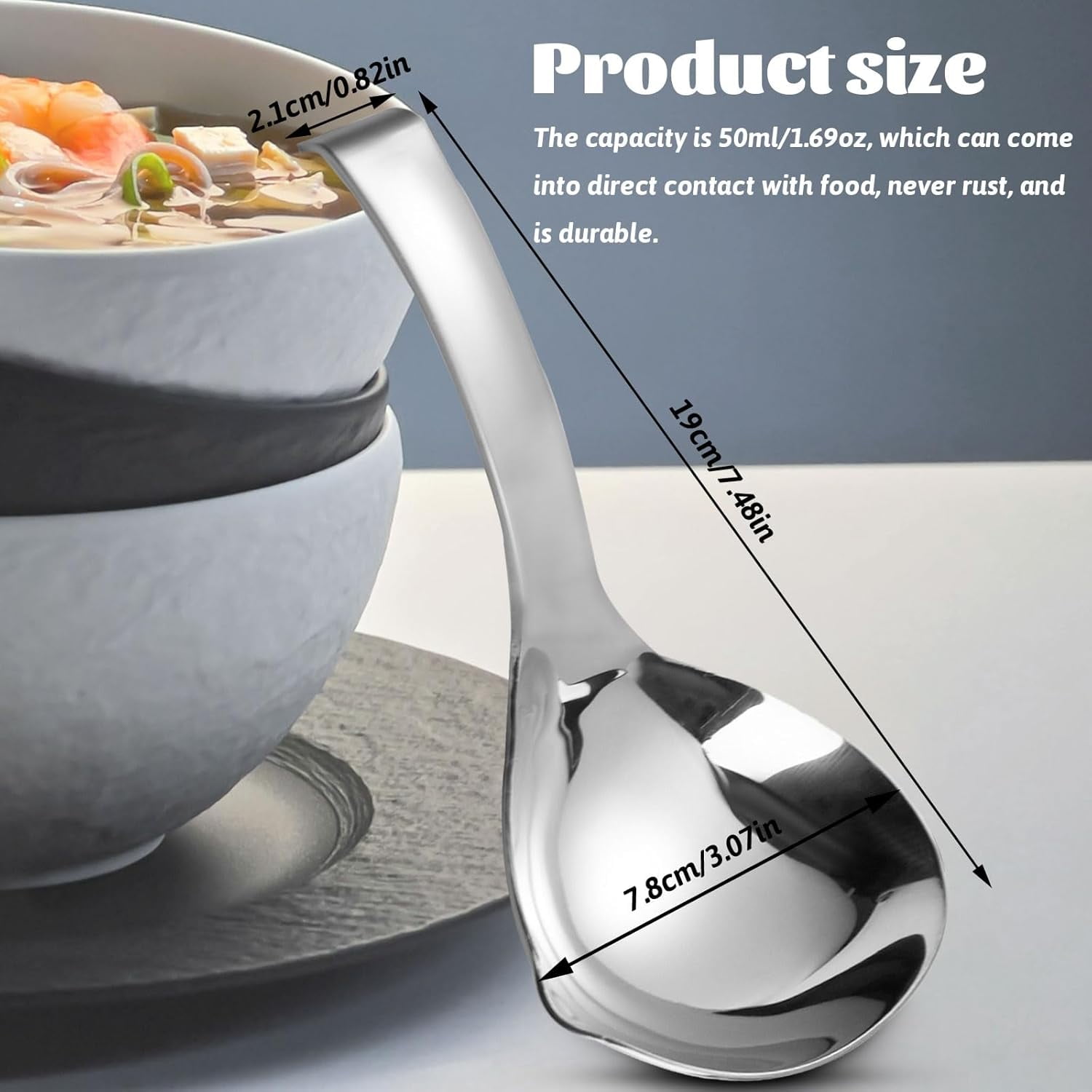 TRA-2Pcs Soup Ladle, Soup Spoons Stainless Steel 304 with Pour Spout, Large Ladle Spoon Cooking ...