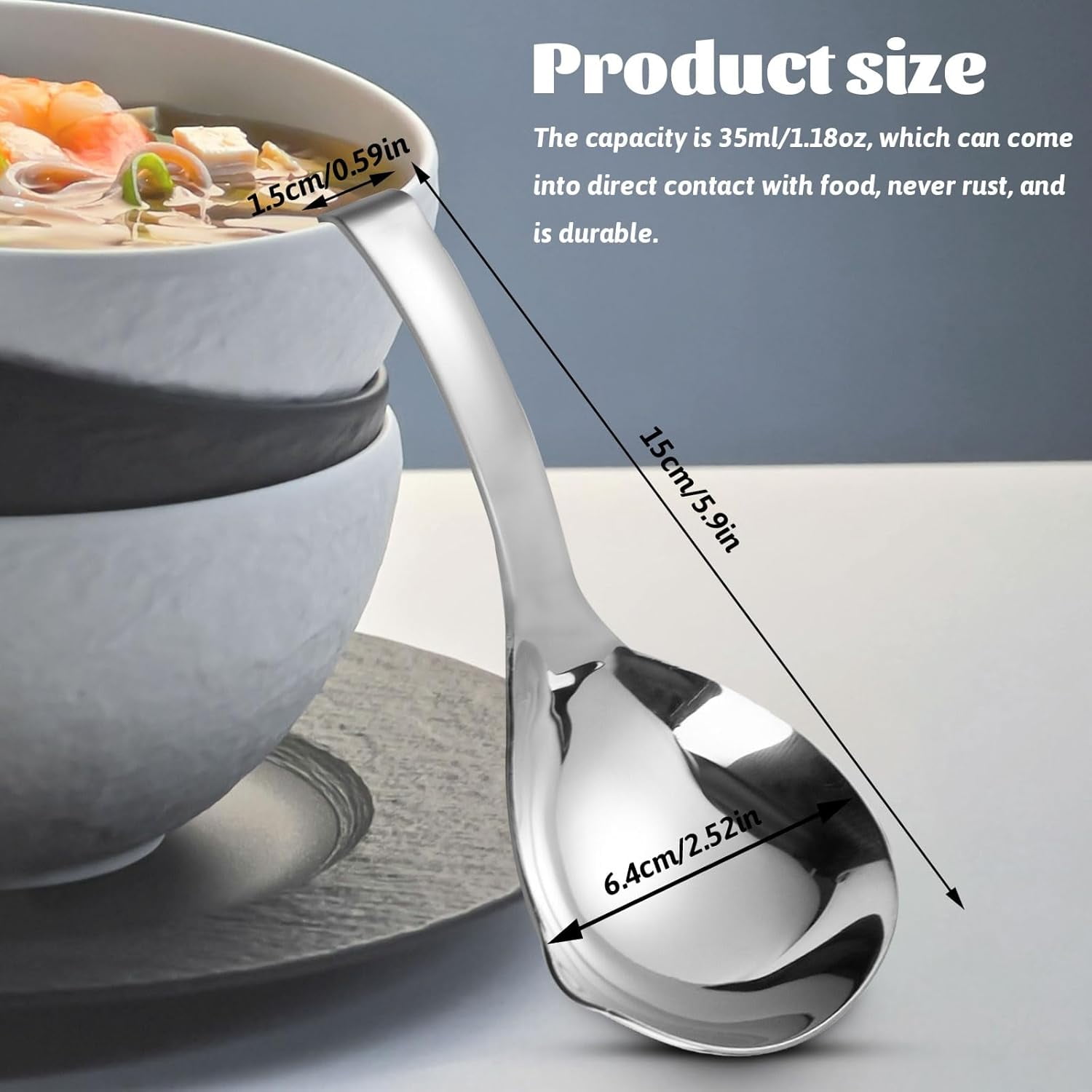 TRA-2Pcs Soup Ladle, Stainless Steel 304 Spoons With Pour Spout, Large ...