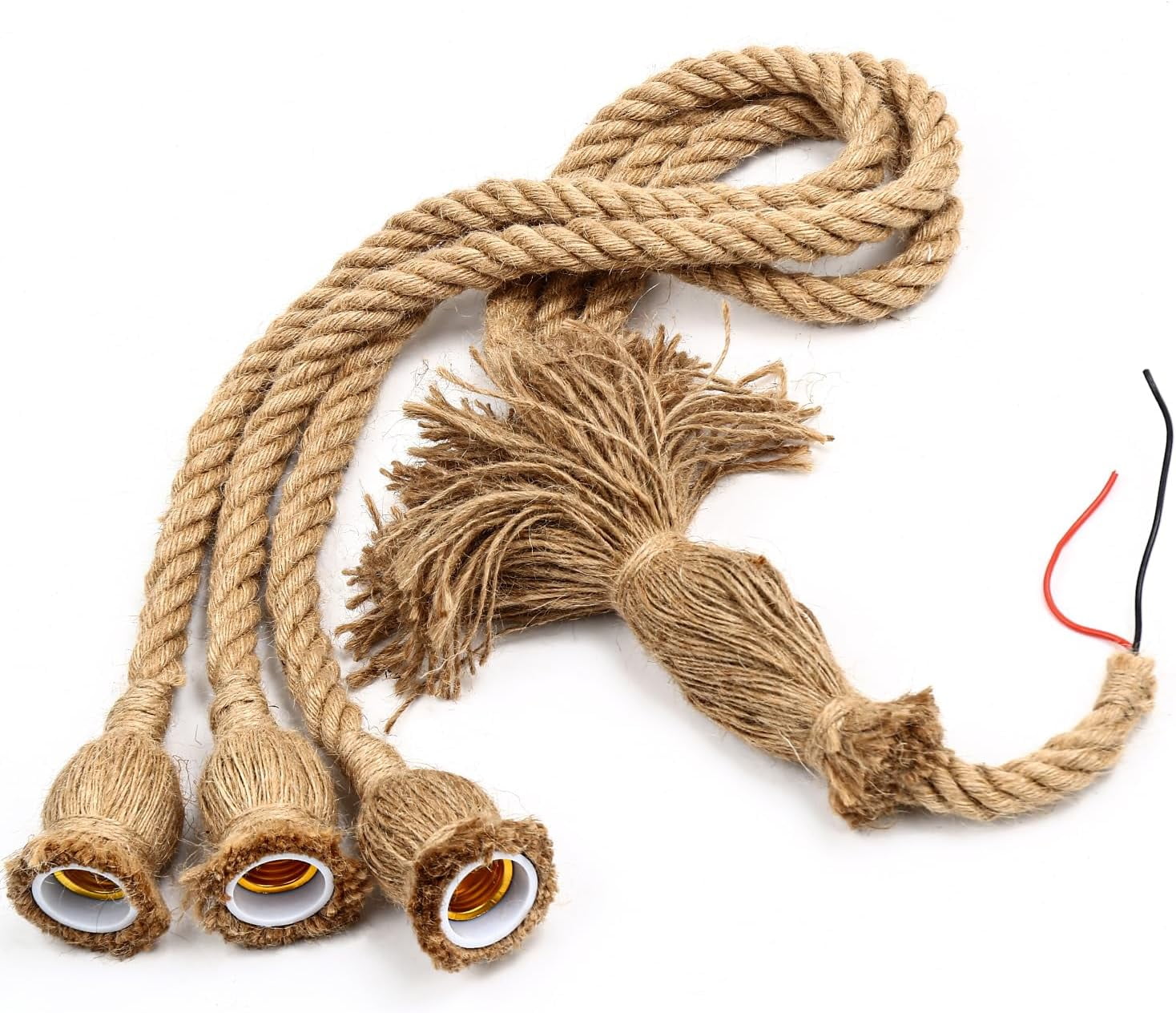 TRA-3 Heads 1 Meter Rope Pendant Light Retro Hemp Rope Hanging Light ...