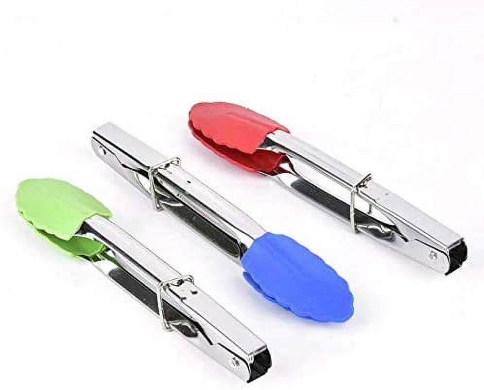 TRA-3 Pcs 7-Inch Small Silicone Tongs with Silicone Tips Mini Serving ...
