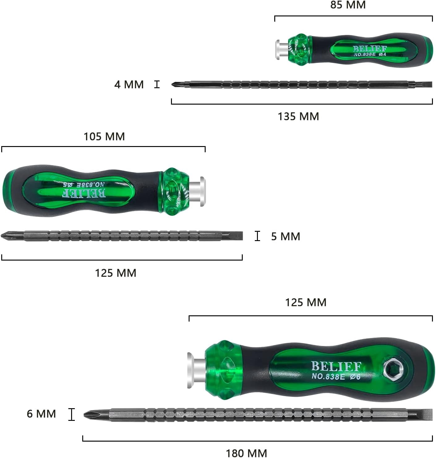 TRA-3-Piece Ratchet Telescopic Screwdriver, Double-Head Magnetic ...