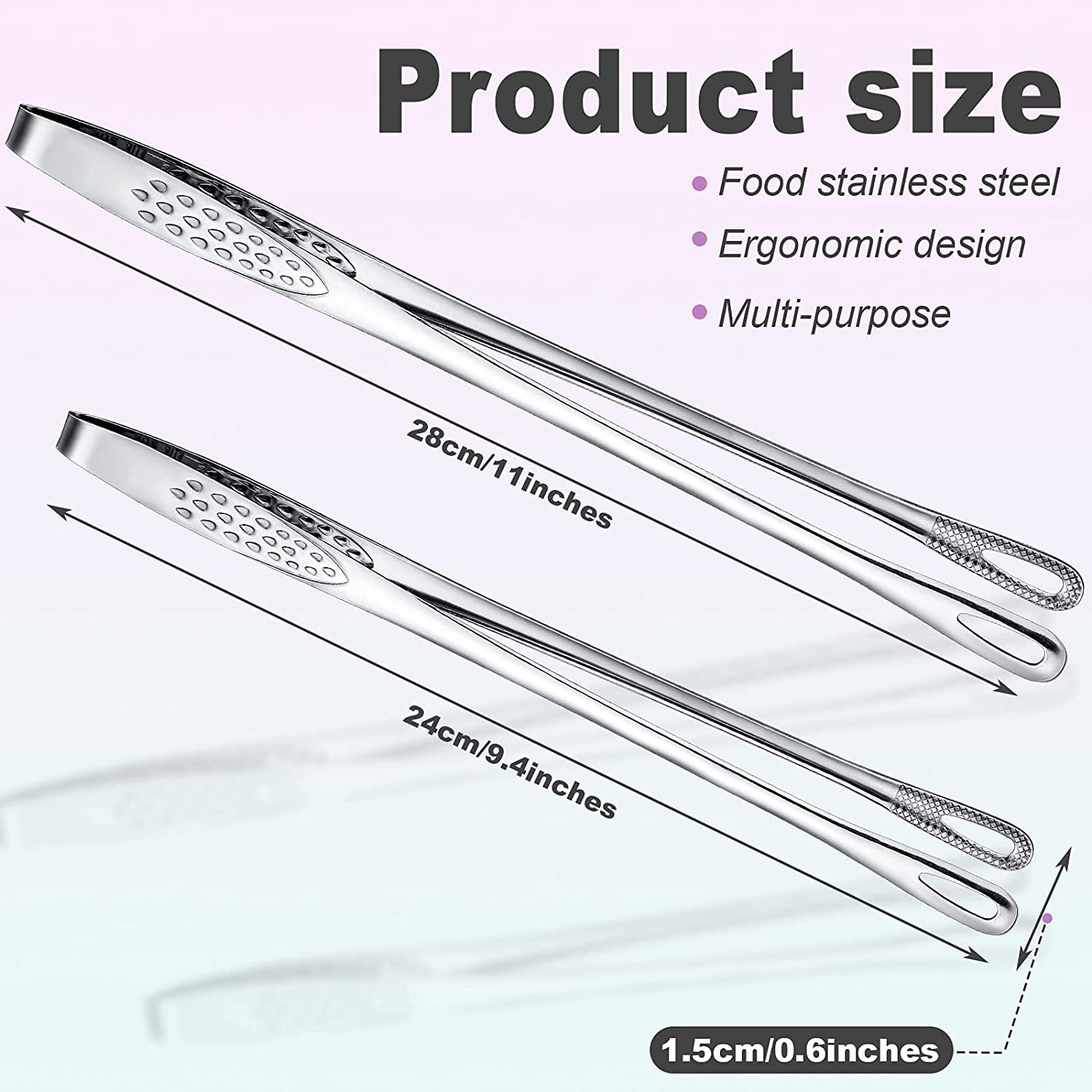 TRA-3 Pieces Korean and Japanese BBQ Tongs for Cooking Stainless Steel ...