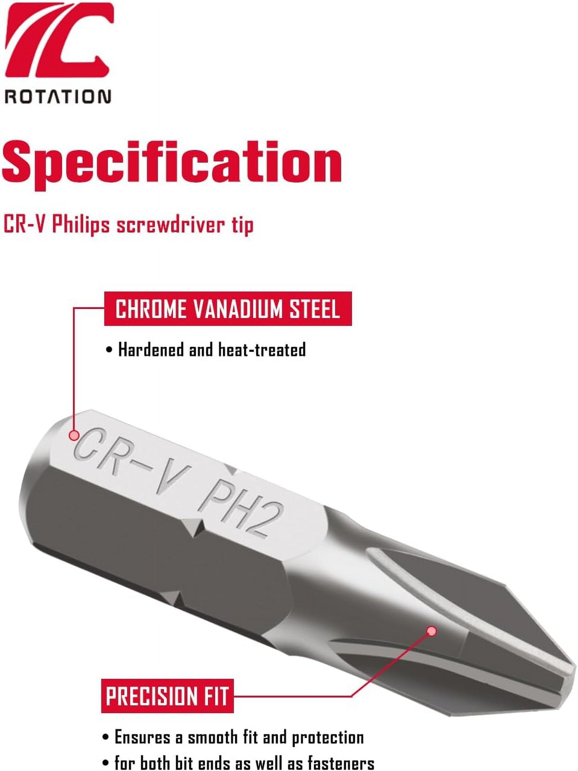 TRA-30-Piece Phillips #2 Bit Set PH2, Impact Grade, 1/4-inch Hex Shank ...