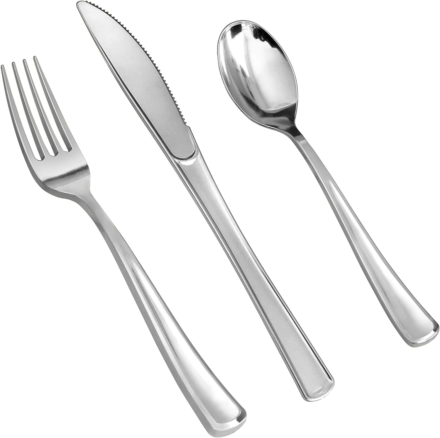 TRA-[300 Count] Disposable Silverware, Silver Combo Cutlery - 100 Forks ...