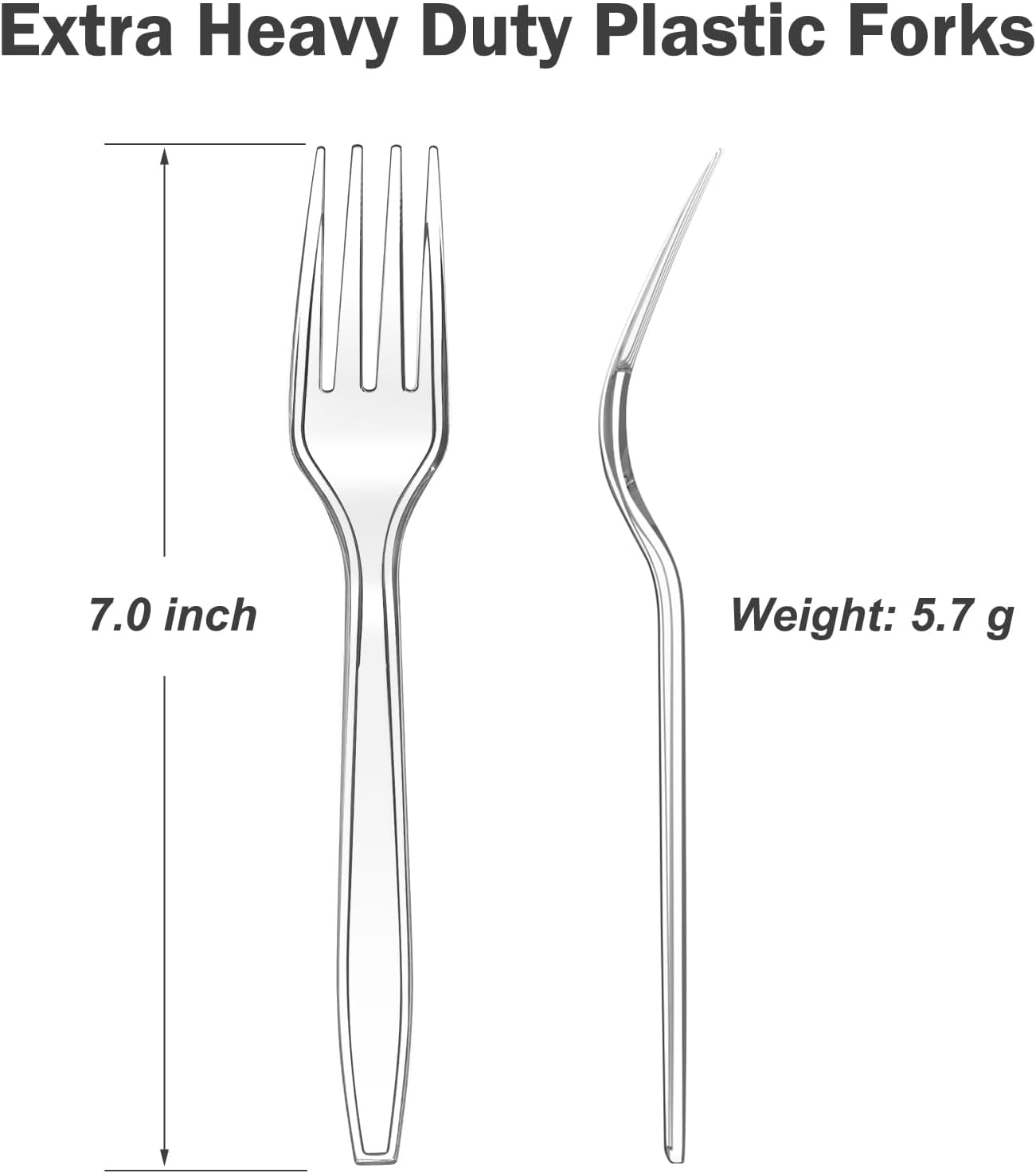TRA-300 Count Extra Heavy Duty Clear Plastic Forks Disposable, BPA-Free ...