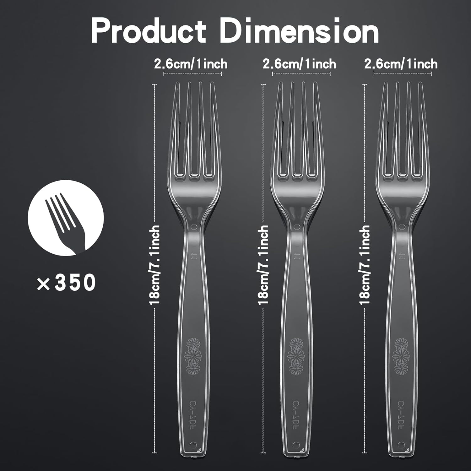 TRA-350 Count Clear Plastic forks, Extra Heavy Duty Plastic Forks ...