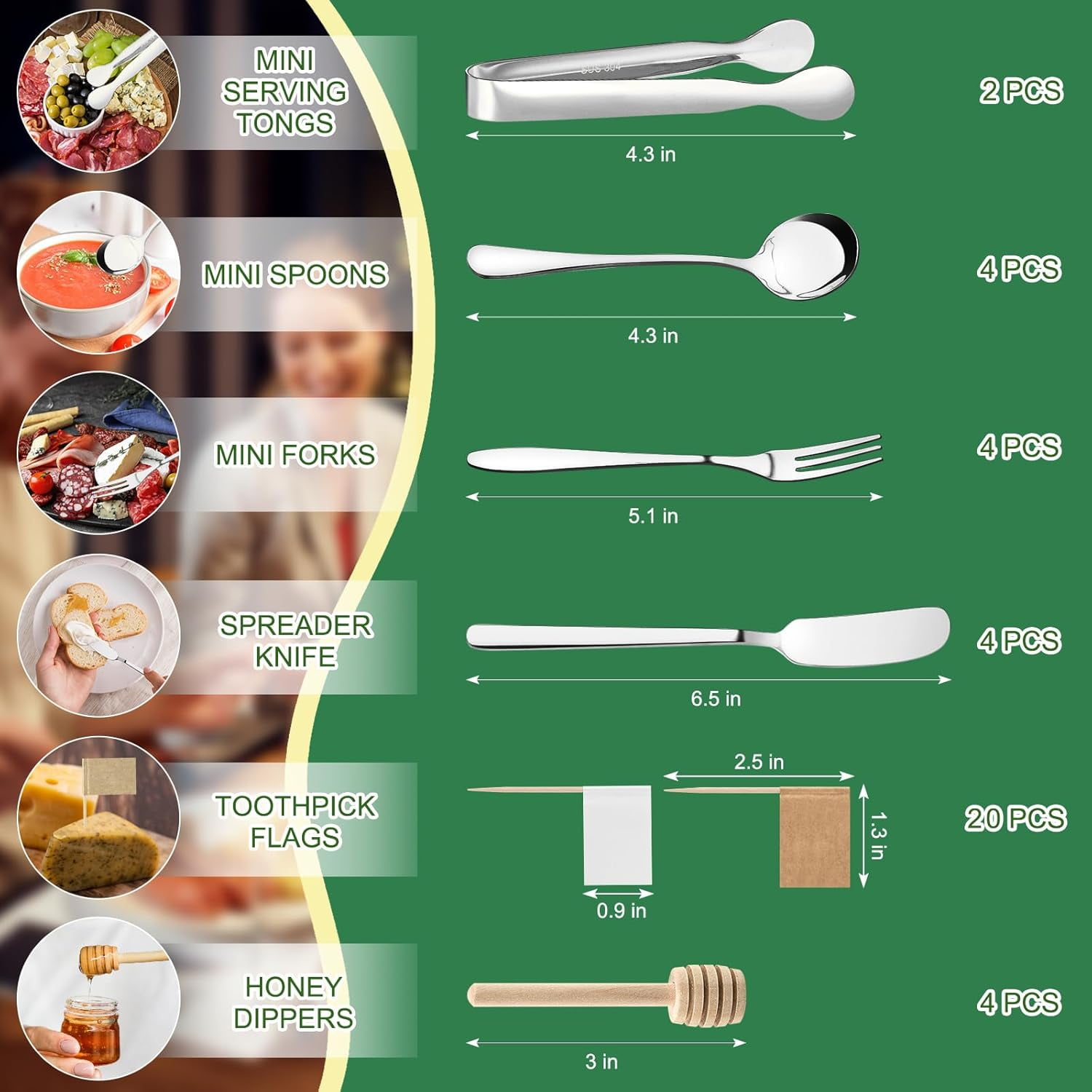 TRA-38 Pcs Charcuterie Boards Accessories, Silver Stainless Steel Charcuterie Utensils Set ...