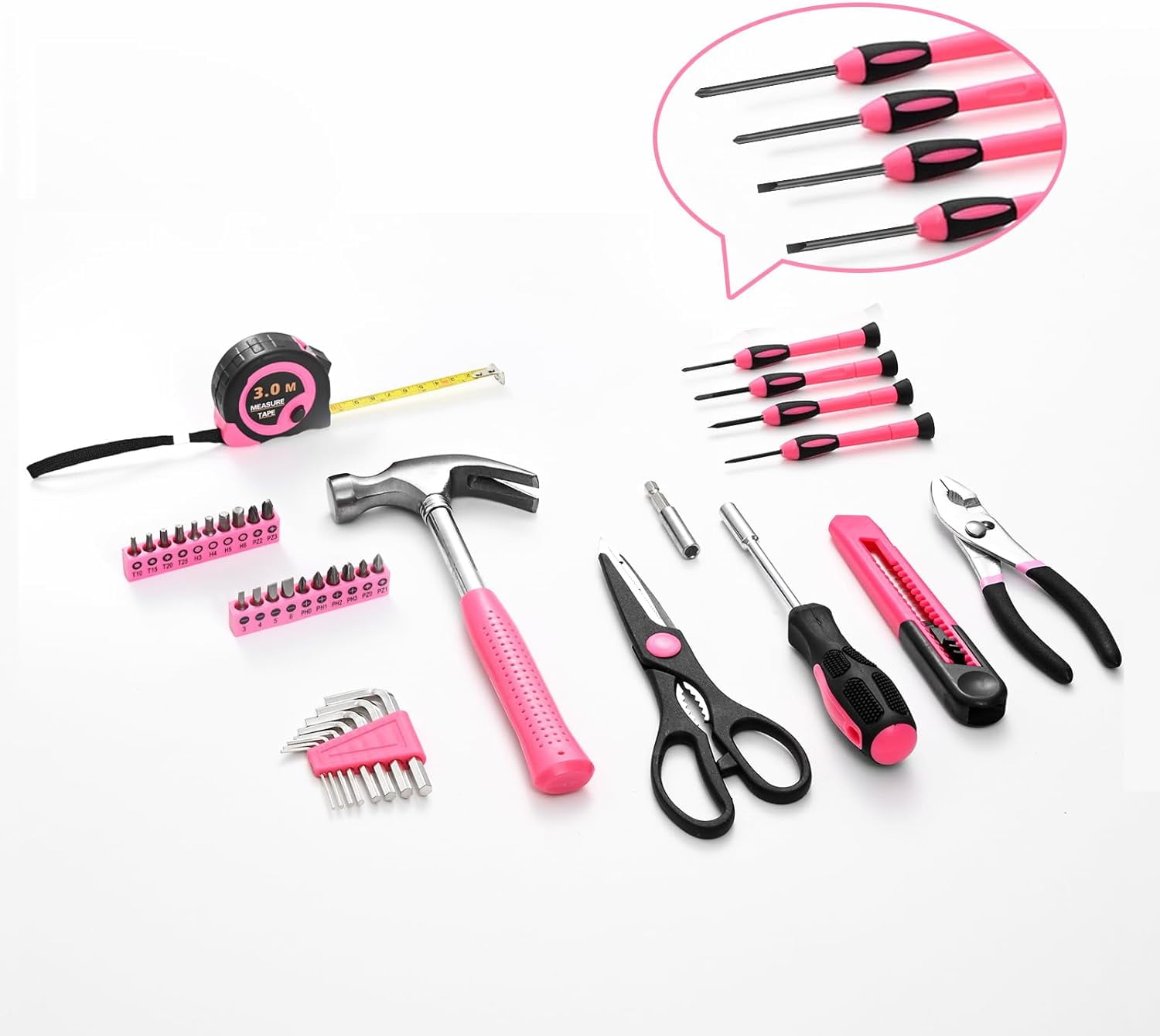 TRA-39 Piece All Purpose Basic Household Pink Tool Kit for Women ...