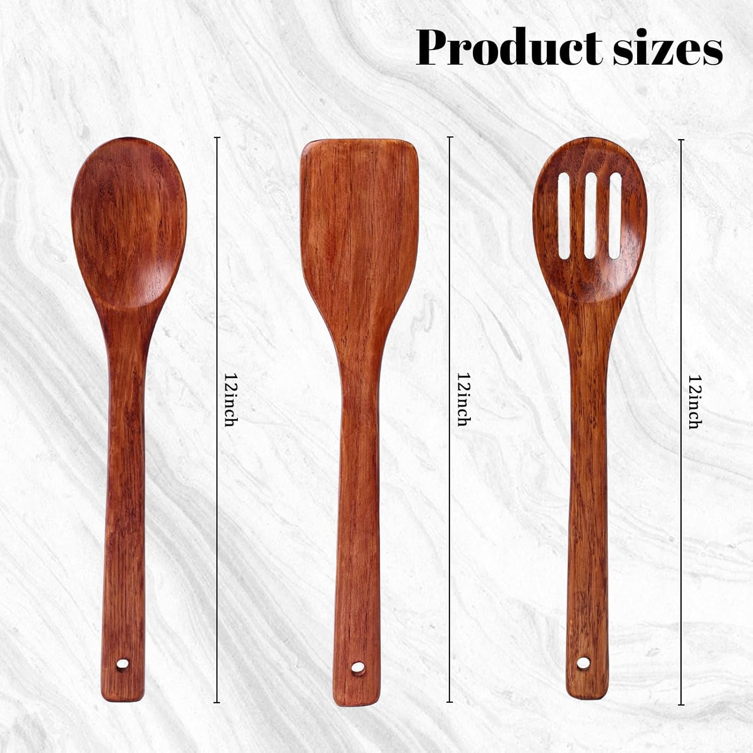TRA-3PCS Wooden Cooking Spatulas, 12inch Wooden Kitchen Utensils Set ...
