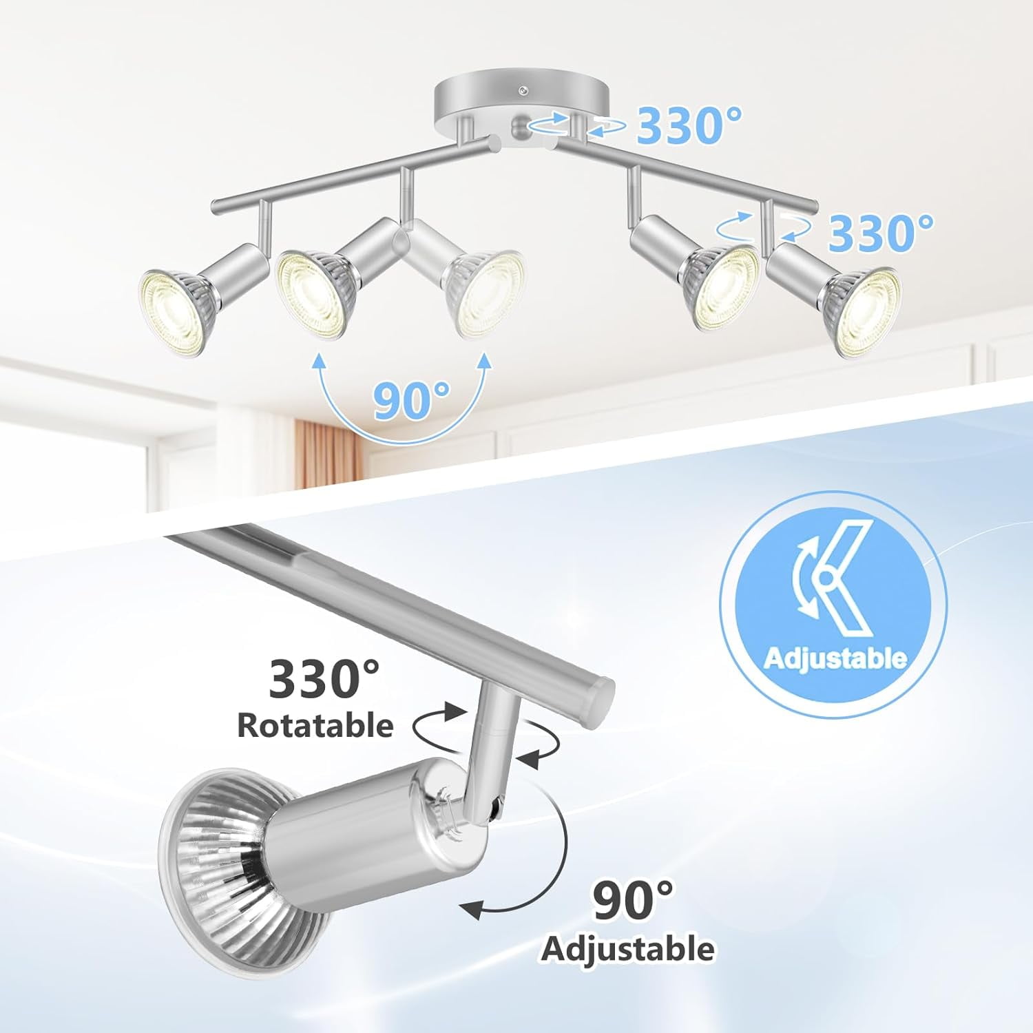 TRA-4 Light Kitchen Track Lighting, Flexible Chrome Track Lighting ...