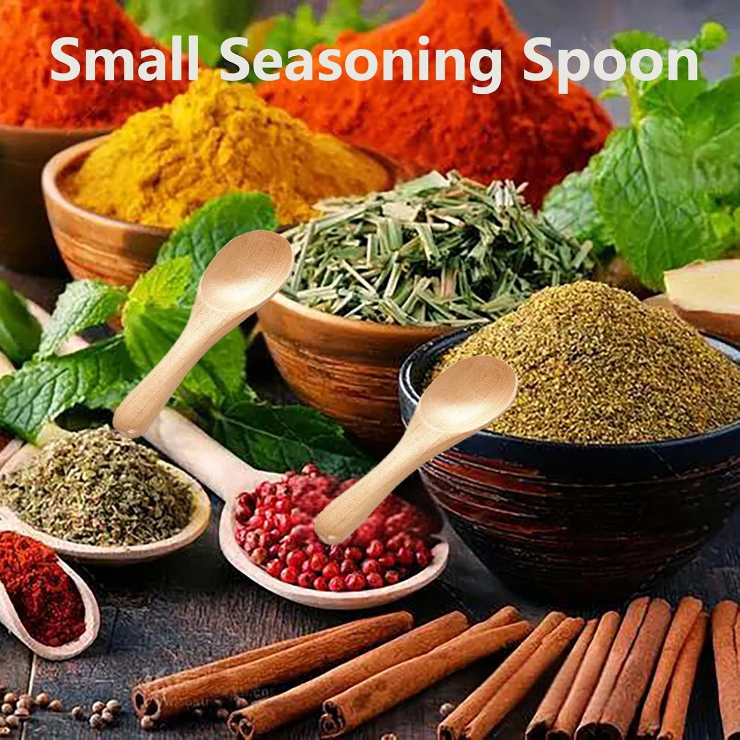 TRA-4 PCS Small Wooden Spoons, 3.9 Inch Tiny Spoons for Spices Jars ...