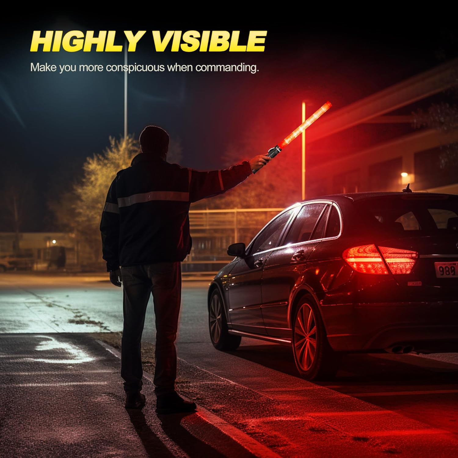 TRA-4 Pack 21 Inch Traffic Wand, Air Traffic Control Wand with 3 Flashing Modes, LED ...