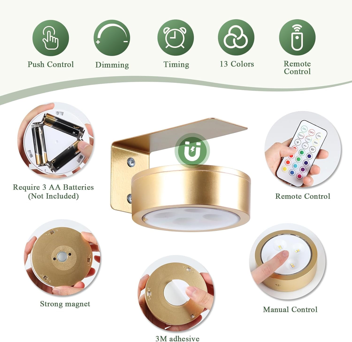 TRA-4-Pack Picture Light Battery Operated Painting Lights, 13 Color RGB ...