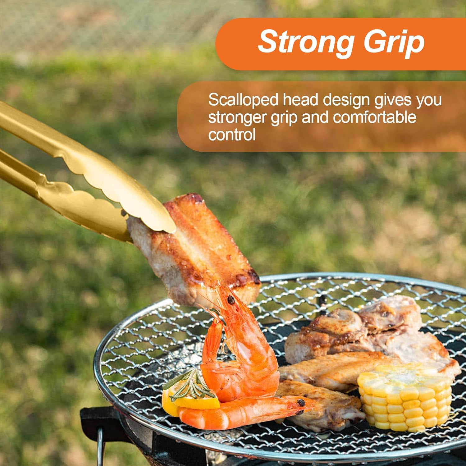 TRA-4 Pack Serving Tongs Gold Tongs, 9 Inch Serving Utensils Stainless ...