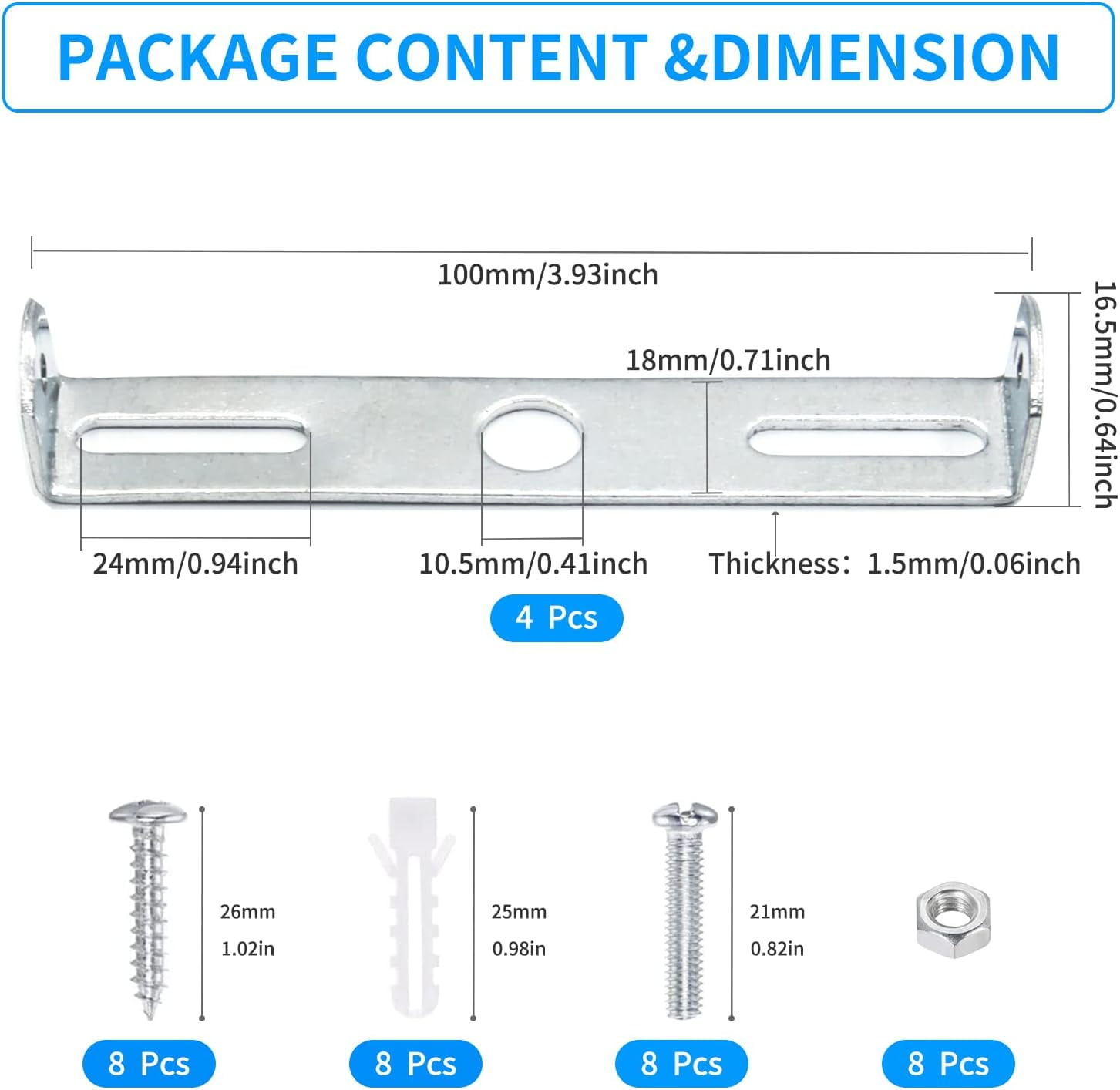 TRA-4 Packs Universal Light Fixture Mounting Bracket Square Kit,3.5 ...