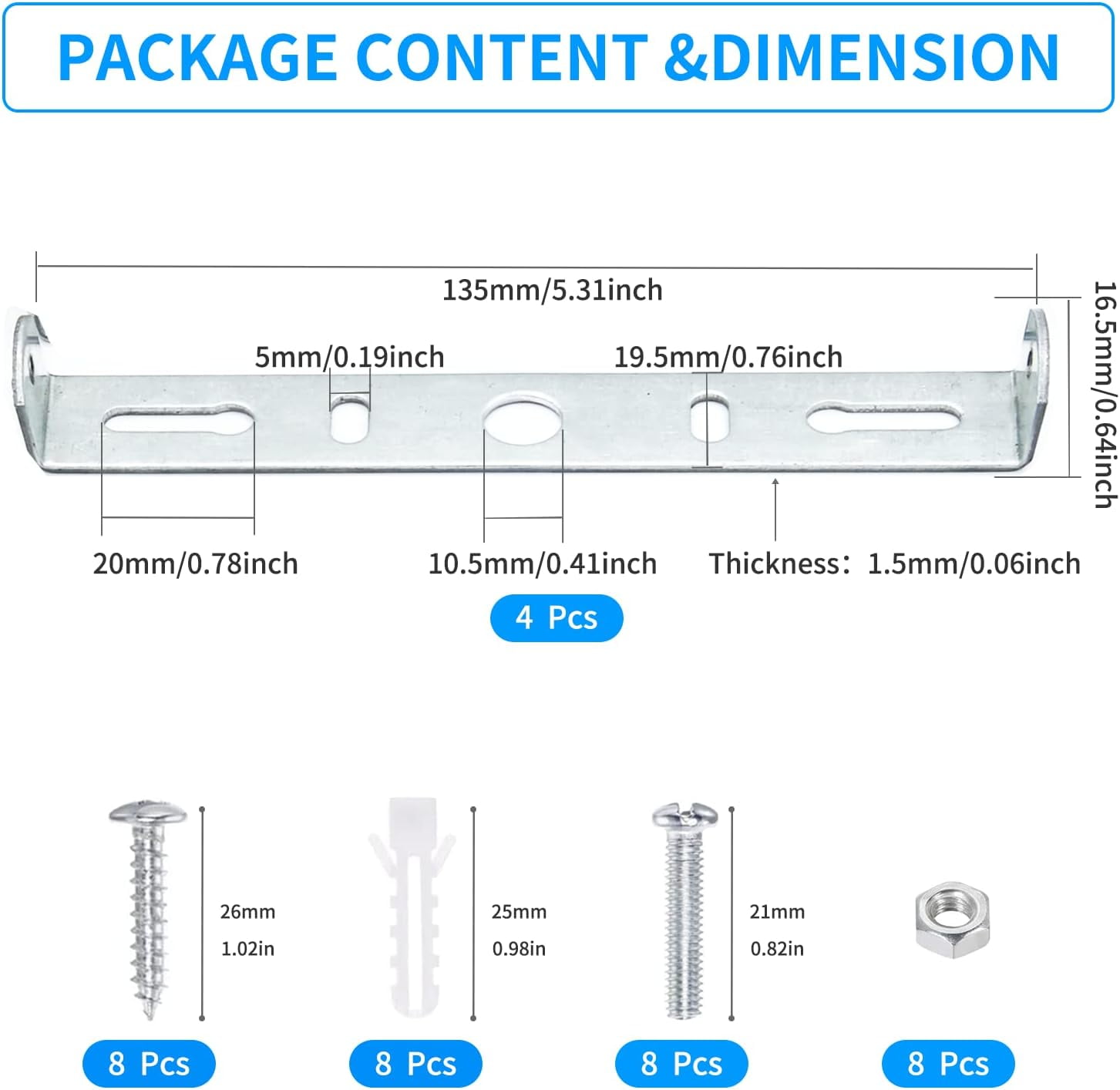 TRA-4 Packs Universal Light Fixture Mounting Bracket Square Kit,5.3 ...